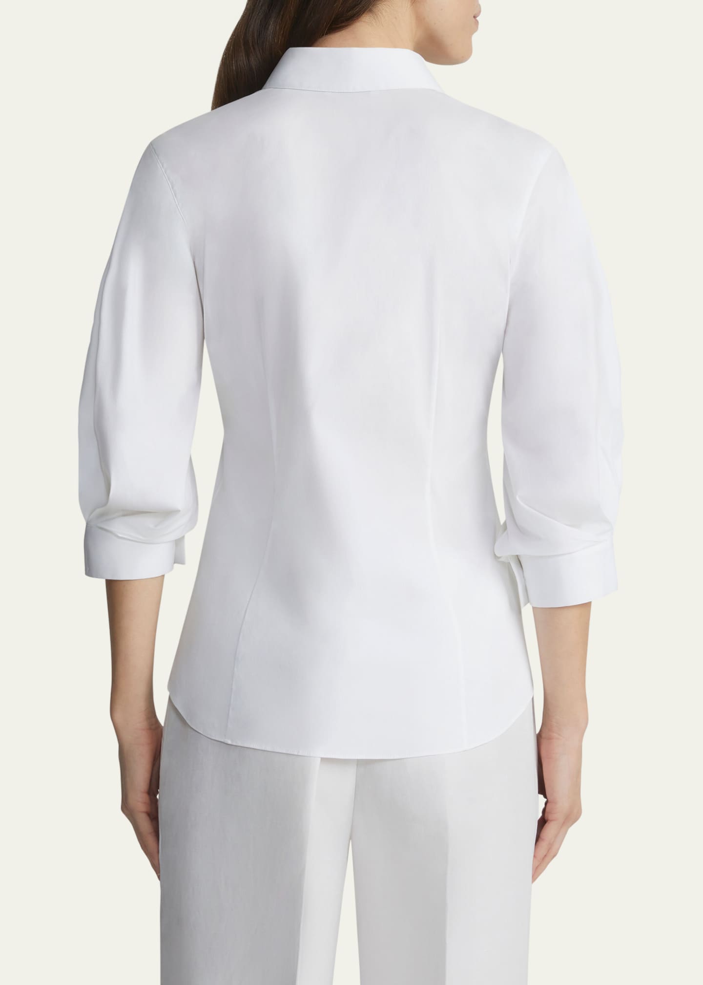 Lafayette 148 New York Pleated-Sleeve Cotton Blouse - Bergdorf Goodman