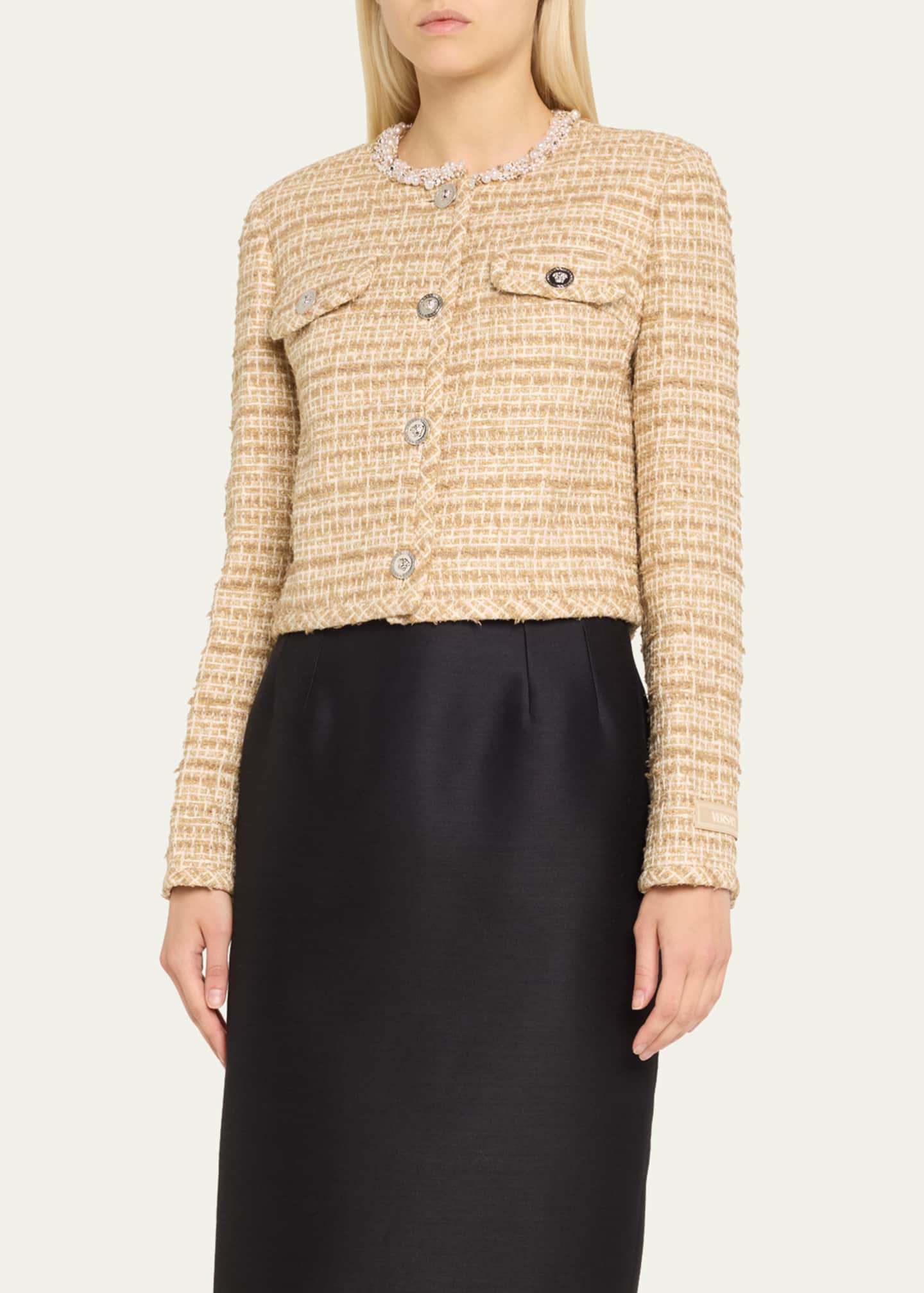 Versace Embellished Tweed Jacket - Bergdorf Goodman