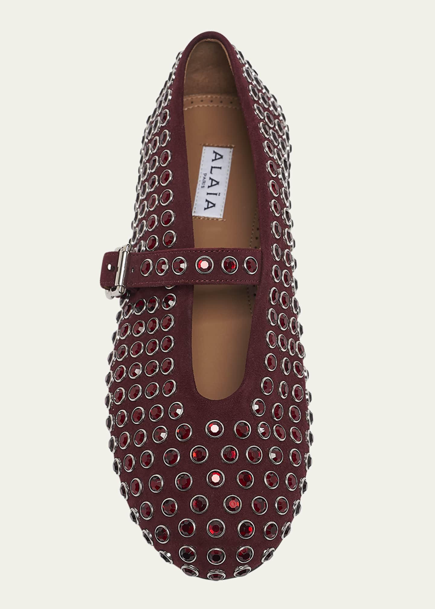 ALAIA Crystal Stud Mary Jane Ballerina Flats - Bergdorf Goodman