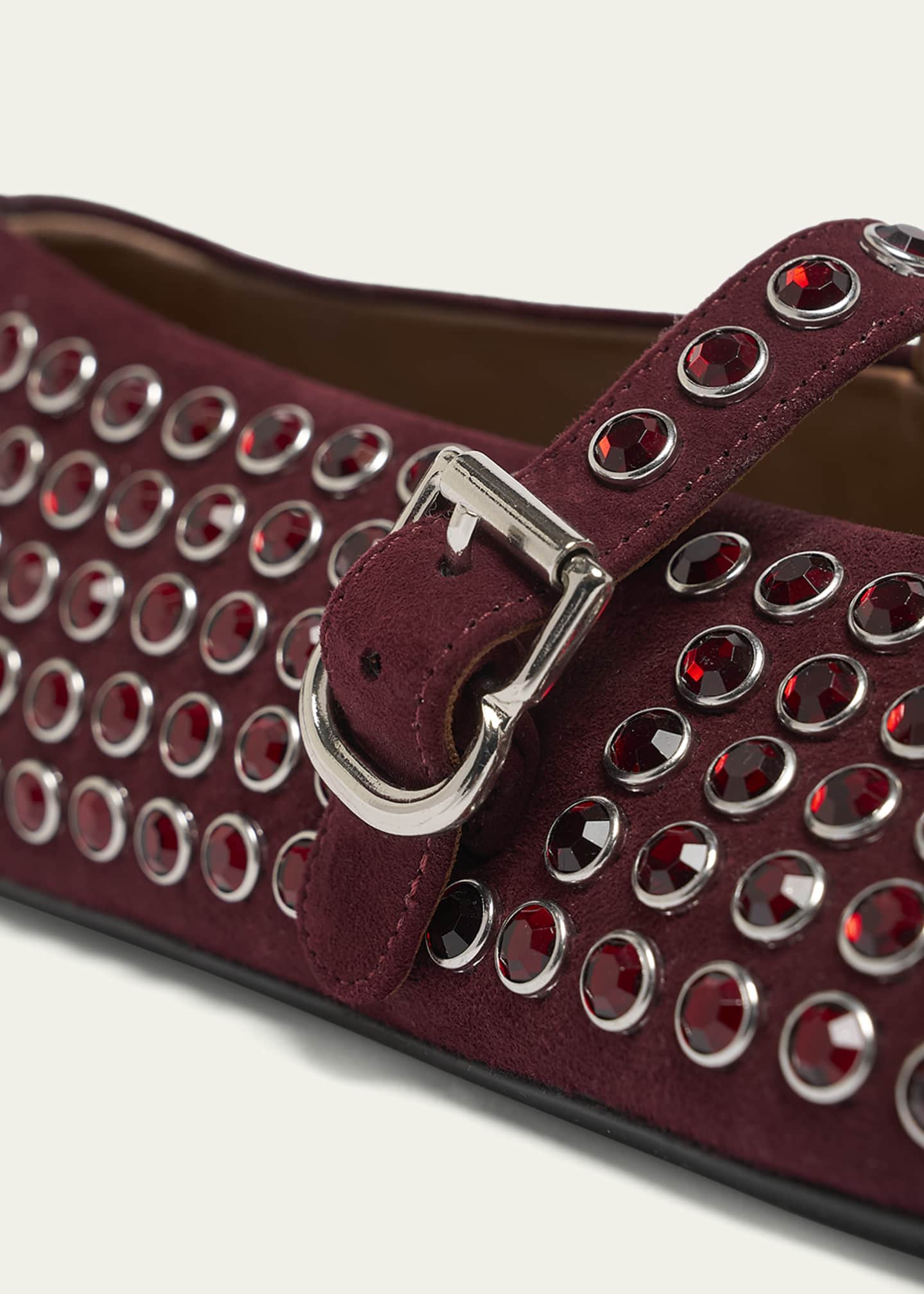 ALAIA Crystal Stud Mary Jane Ballerina Flats - Bergdorf Goodman