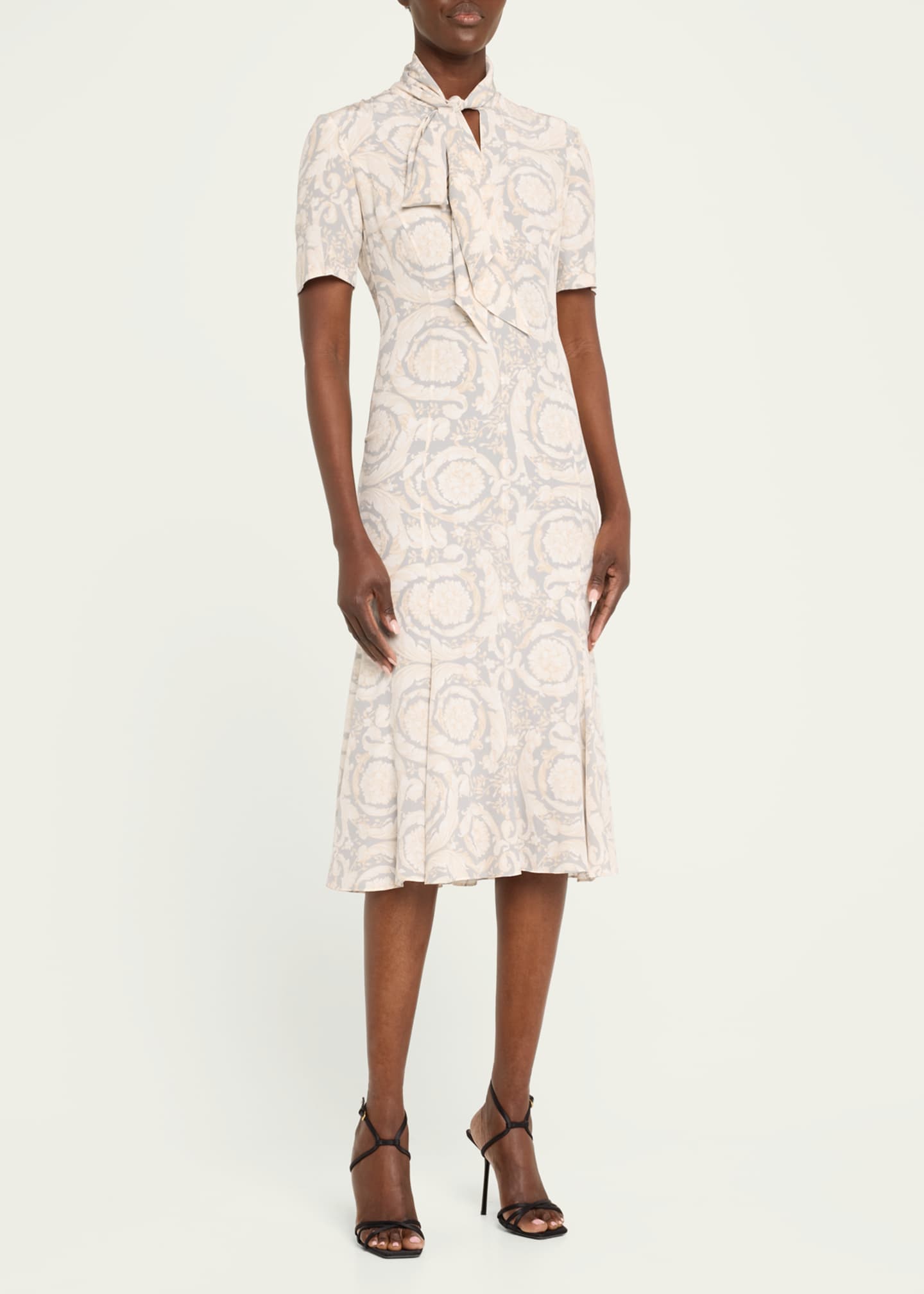 Versace Barocco Printed Crepe De Chine Dress - Bergdorf Goodman