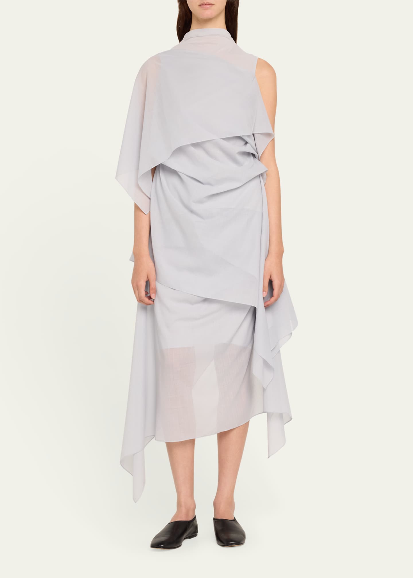 Issey Miyake Over The Body Draped Wool Midi Skirt - Bergdorf Goodman