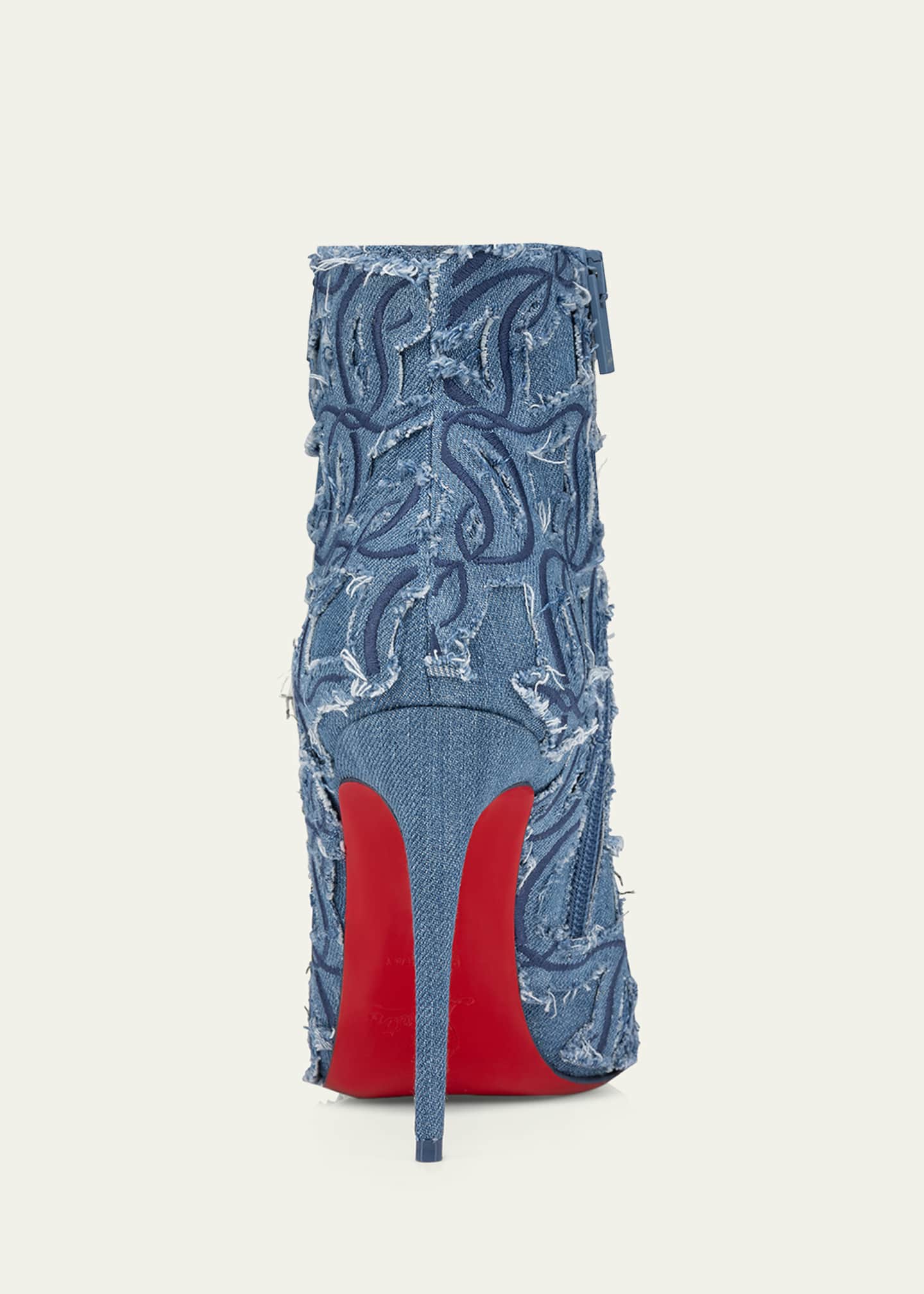 Christian Louboutin So Kate Embroidered Denim Red Sole Booties ...