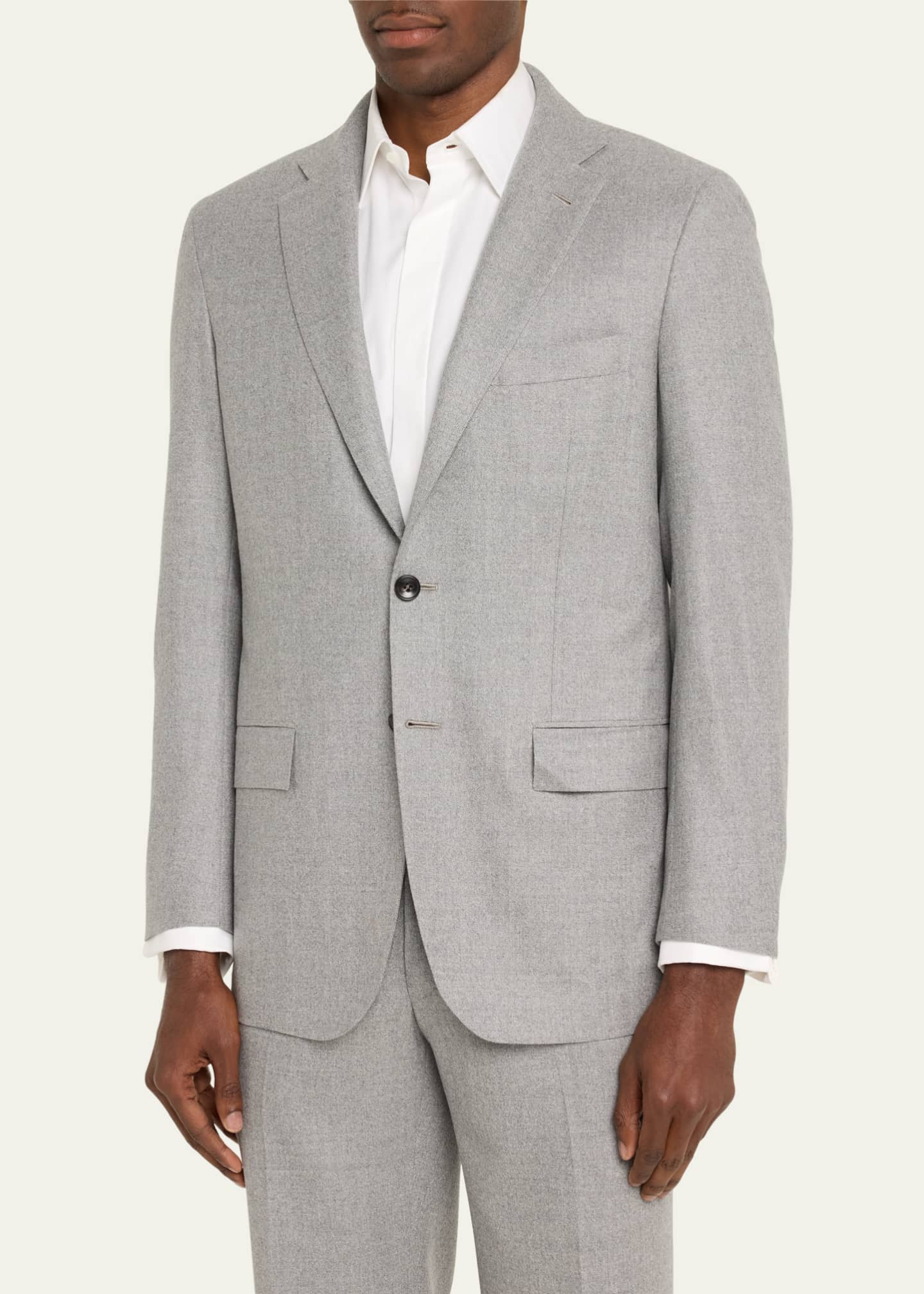 Kiton Men's Pearl Grey Textured Suit - Bergdorf Goodman