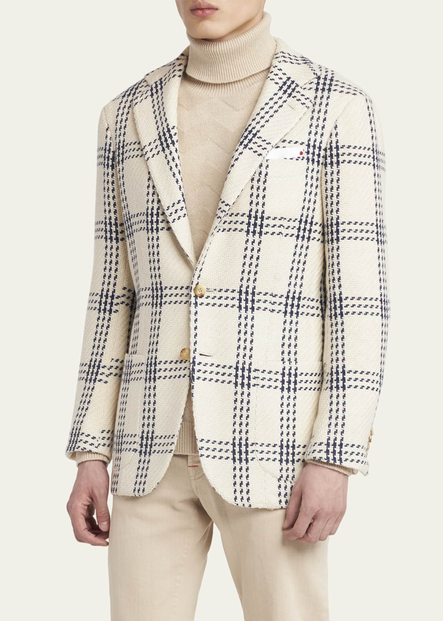 Kiton Men's Knit Plaid Sport Coat - Bergdorf Goodman