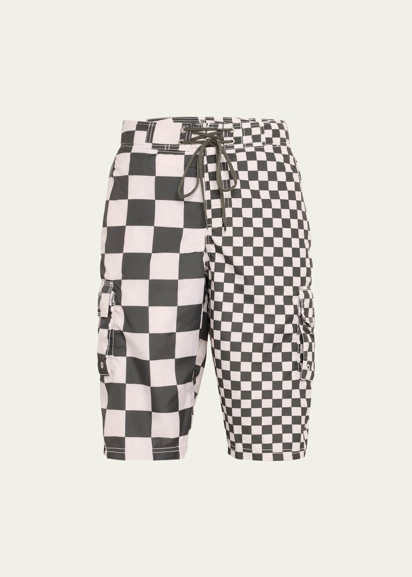 ERL Men's Paneled Checker Cargo Shorts - Bergdorf Goodman