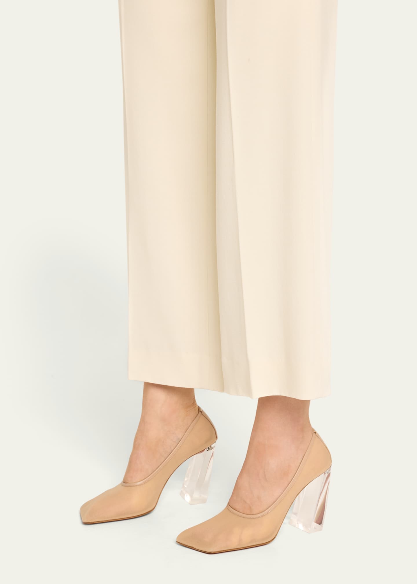 Amina Muaddi Charlotte Mesh Plexi-Heel Pumps - Bergdorf Goodman