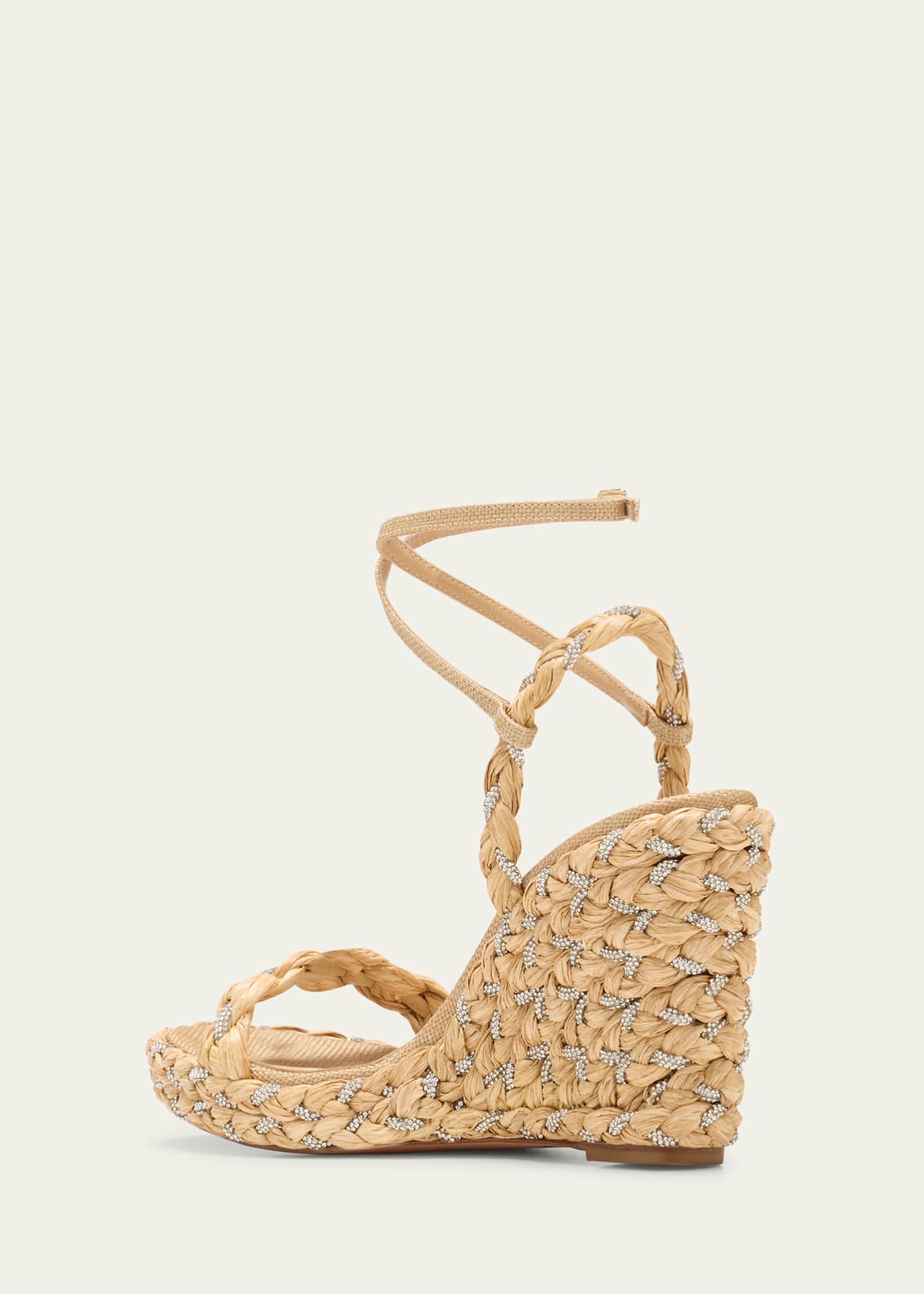 Aquazzura Costiera Braided Crystal Wedge Sandals - Bergdorf Goodman