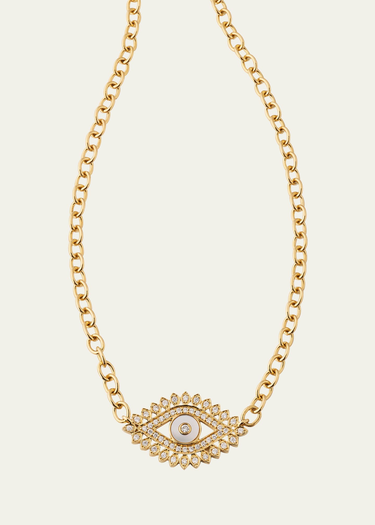 Sydney Evan 14K Evil Eye Marquise Charm Necklace - Bergdorf Goodman