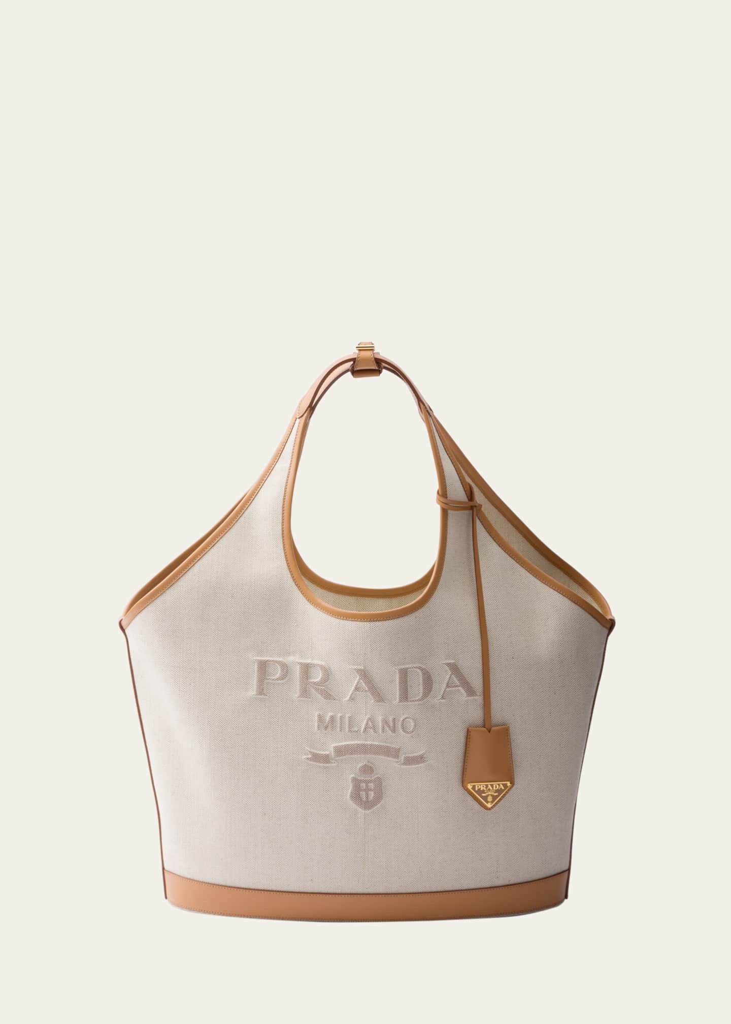Prada Logo Canvas & Leather Tote Bag - Bergdorf Goodman