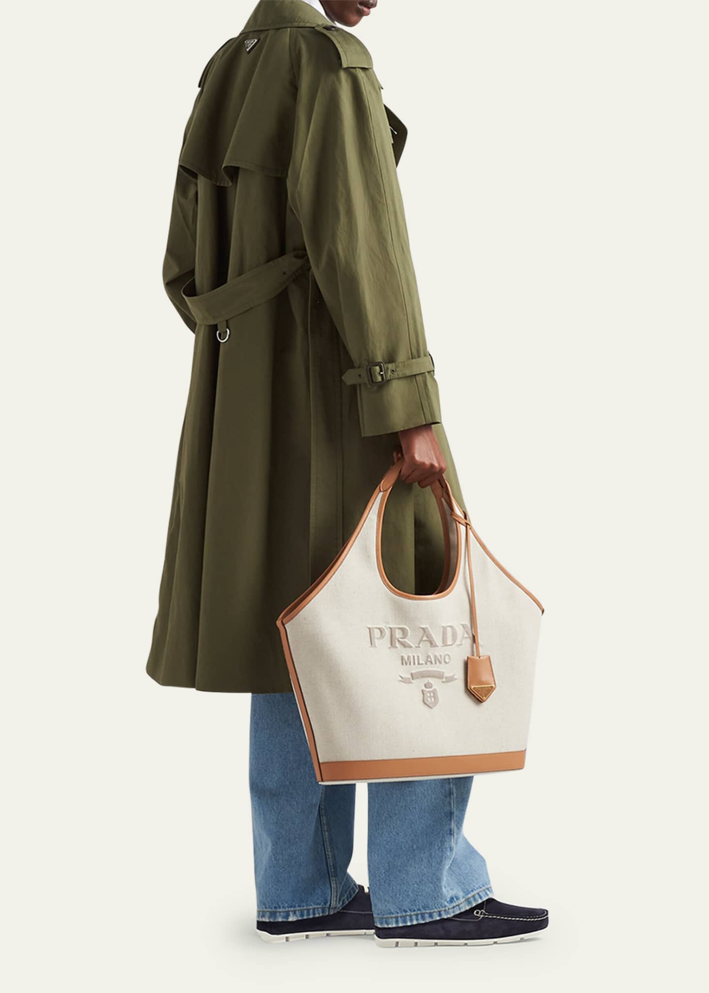 Prada Logo Canvas & Leather Tote Bag - Bergdorf Goodman