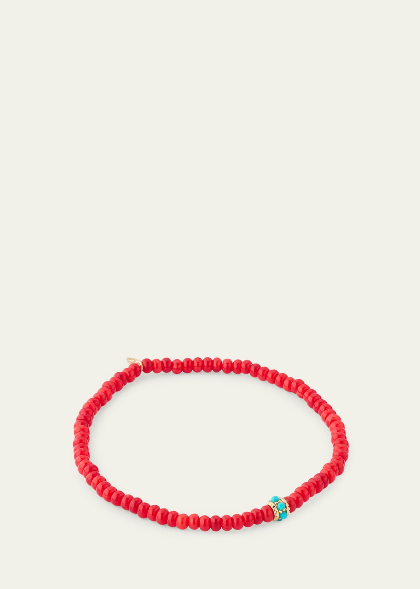 Sydney Evan Gold and Turquoise Scallop Rondelle on Red Bamboo Coral ...