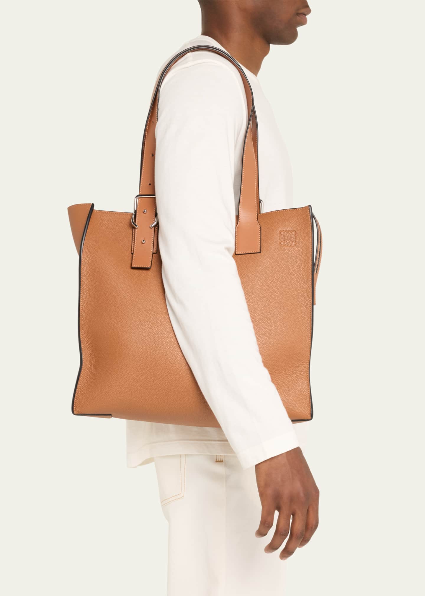 Loewe Men's Buckle Zip Leather Tote Bag - Bergdorf Goodman