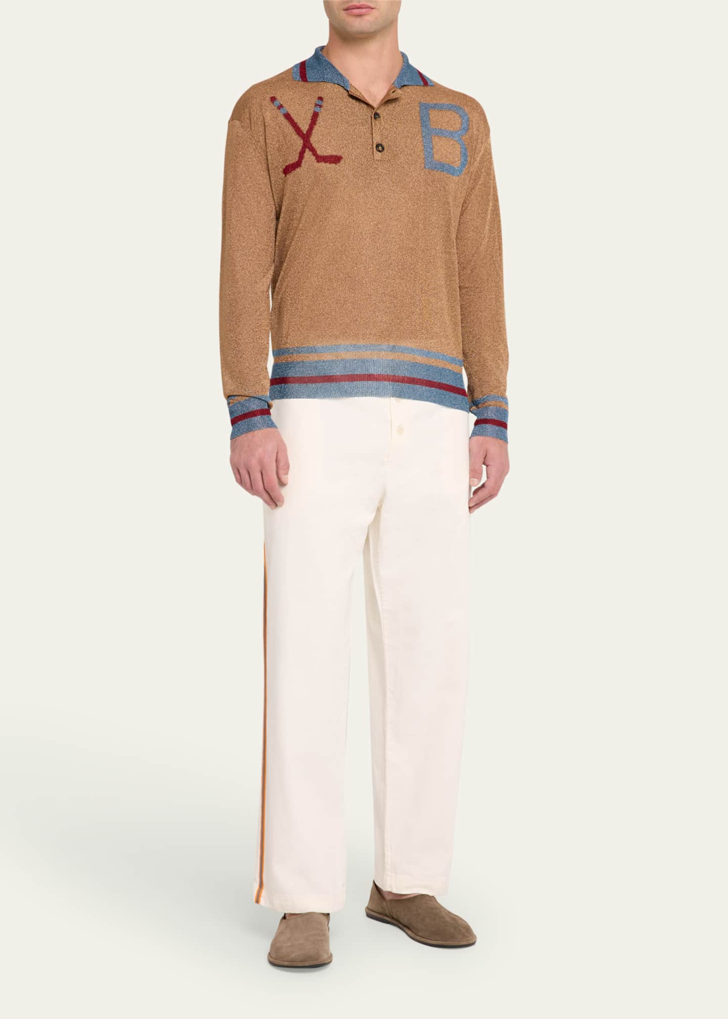 Bode Men's Terry Baseball Stripe Pajama Pants - Bergdorf Goodman