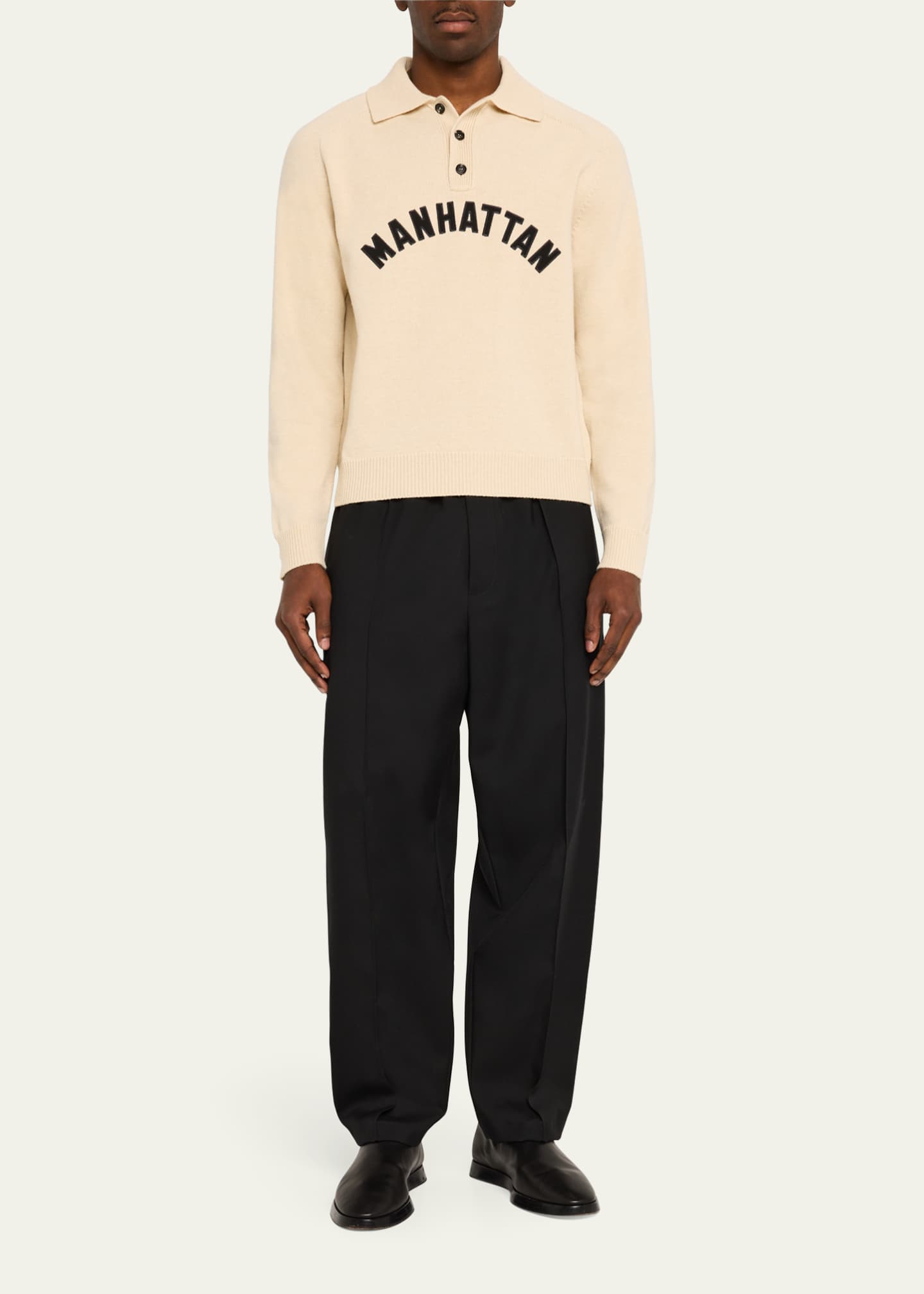 Bode Men's Manhattan Collegiate Polo Sweater - Bergdorf Goodman