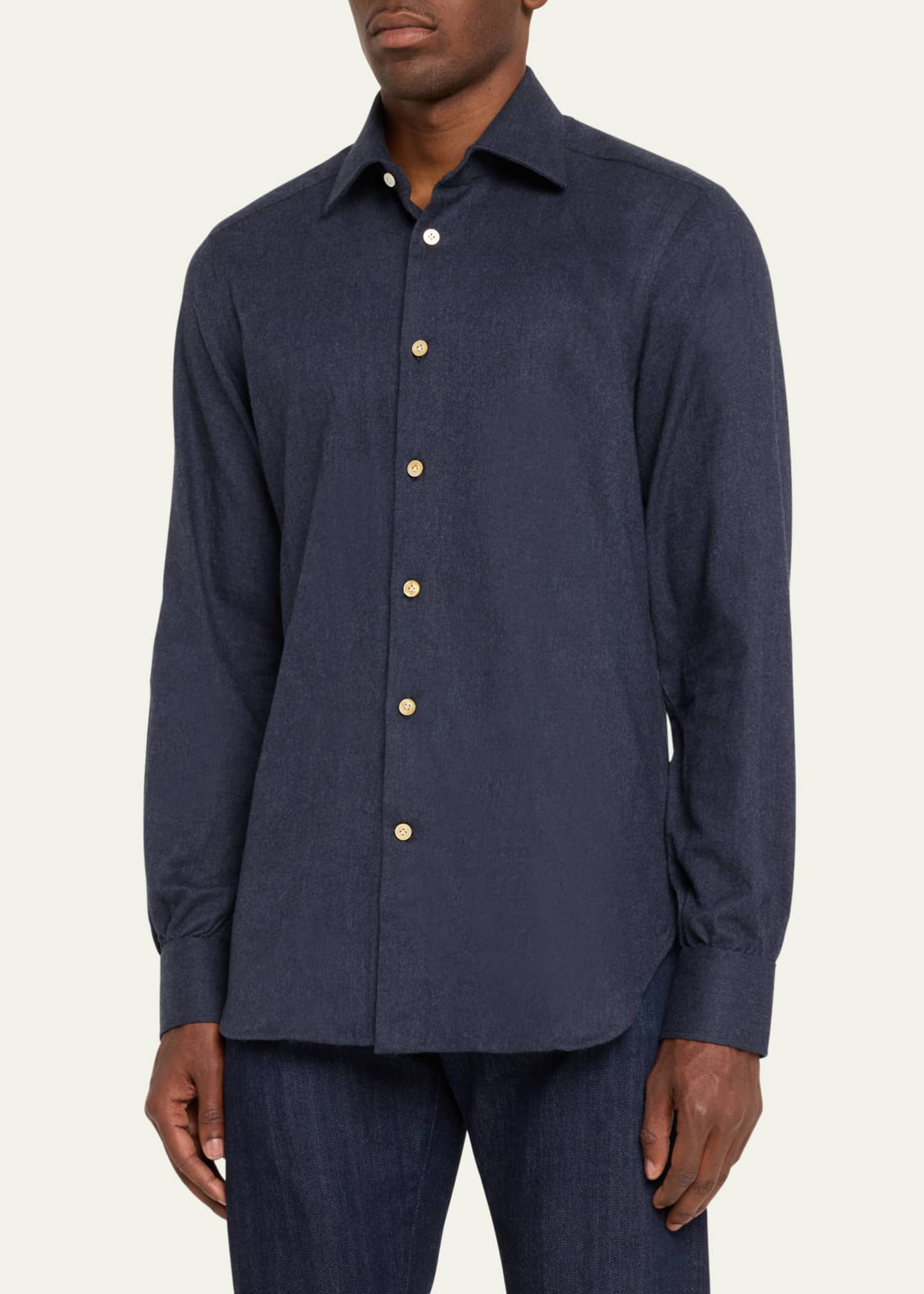 Kiton Men's Twill Flannel Sport Shirt - Bergdorf Goodman