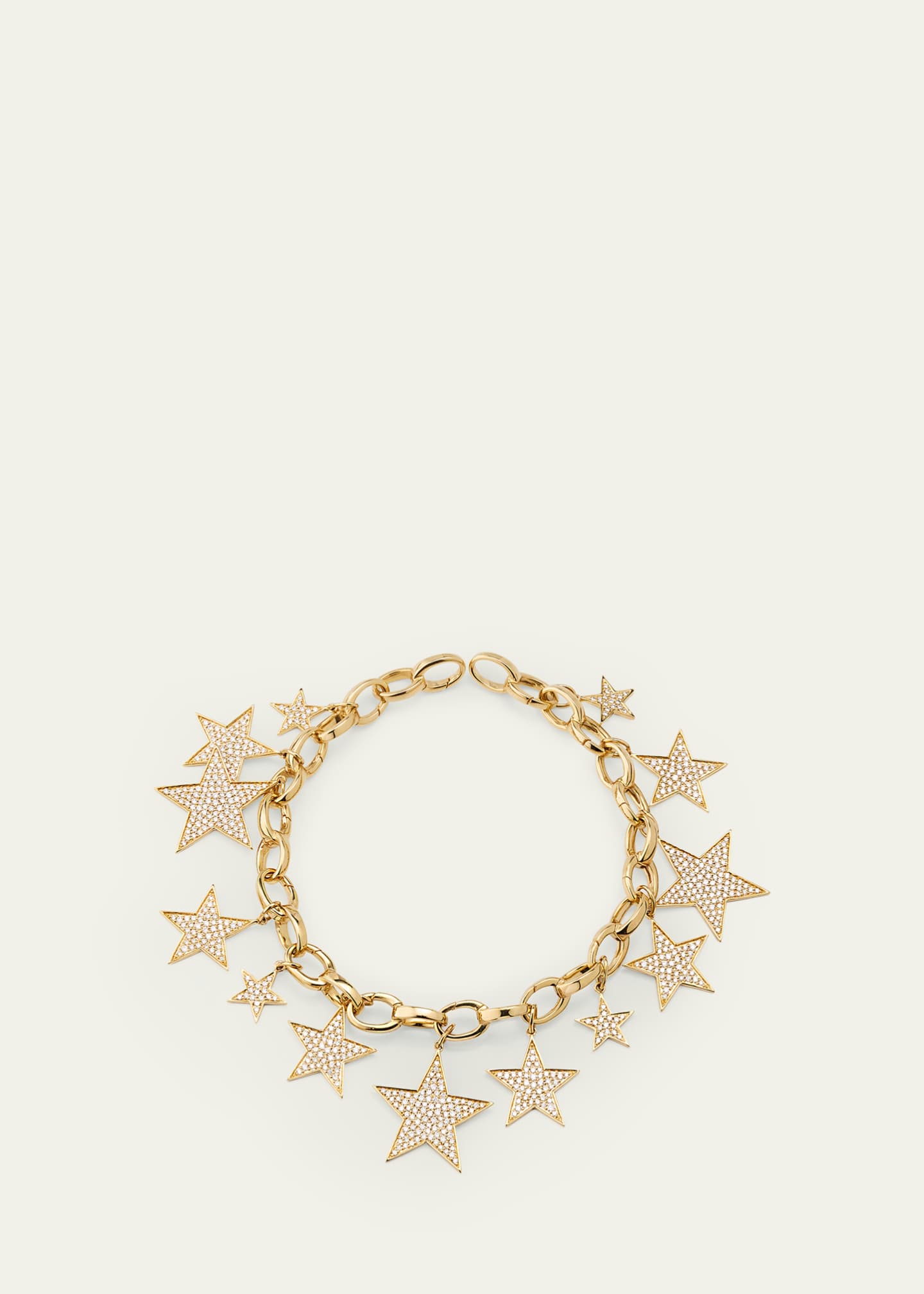 Sydney Evan 14K Yellow Gold Graduated Pave Diamond Star Multi Charm ...