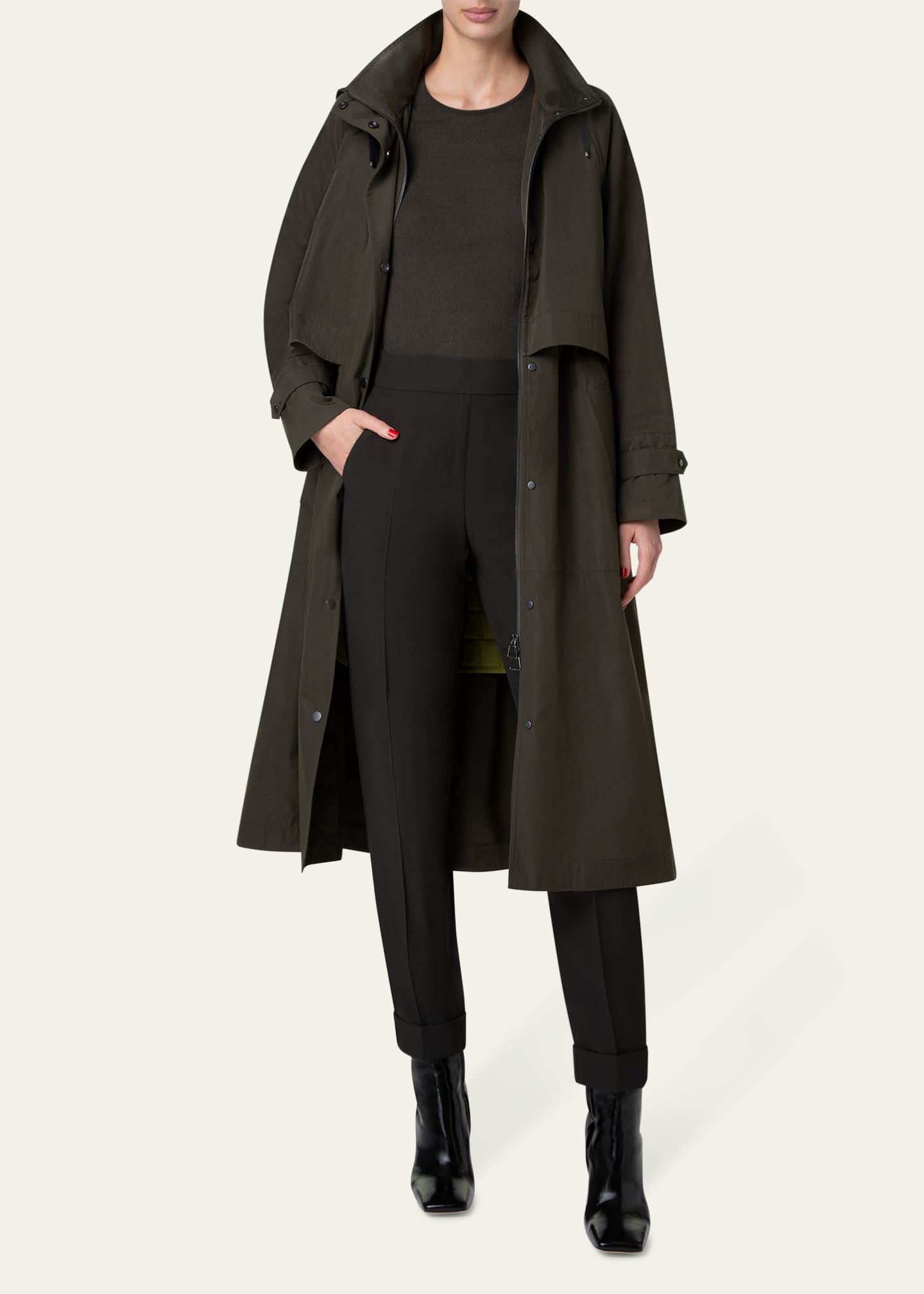 Akris Detachable Drawstring Hooded Silk Taffeta Coat - Bergdorf Goodman