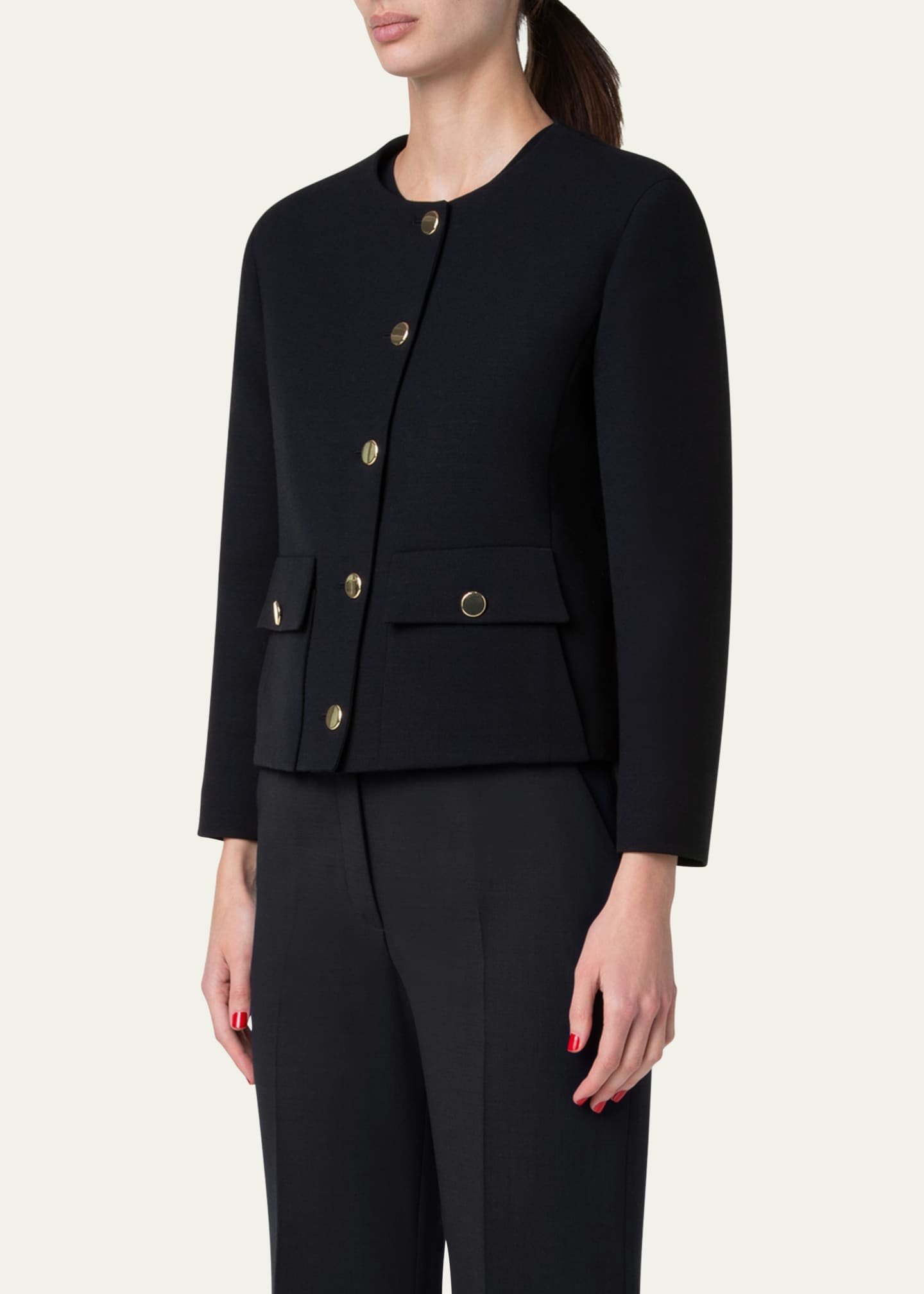 Akris Double-Face Wool Winter Jacket with Gold-Tone Buttons - Bergdorf Goodman