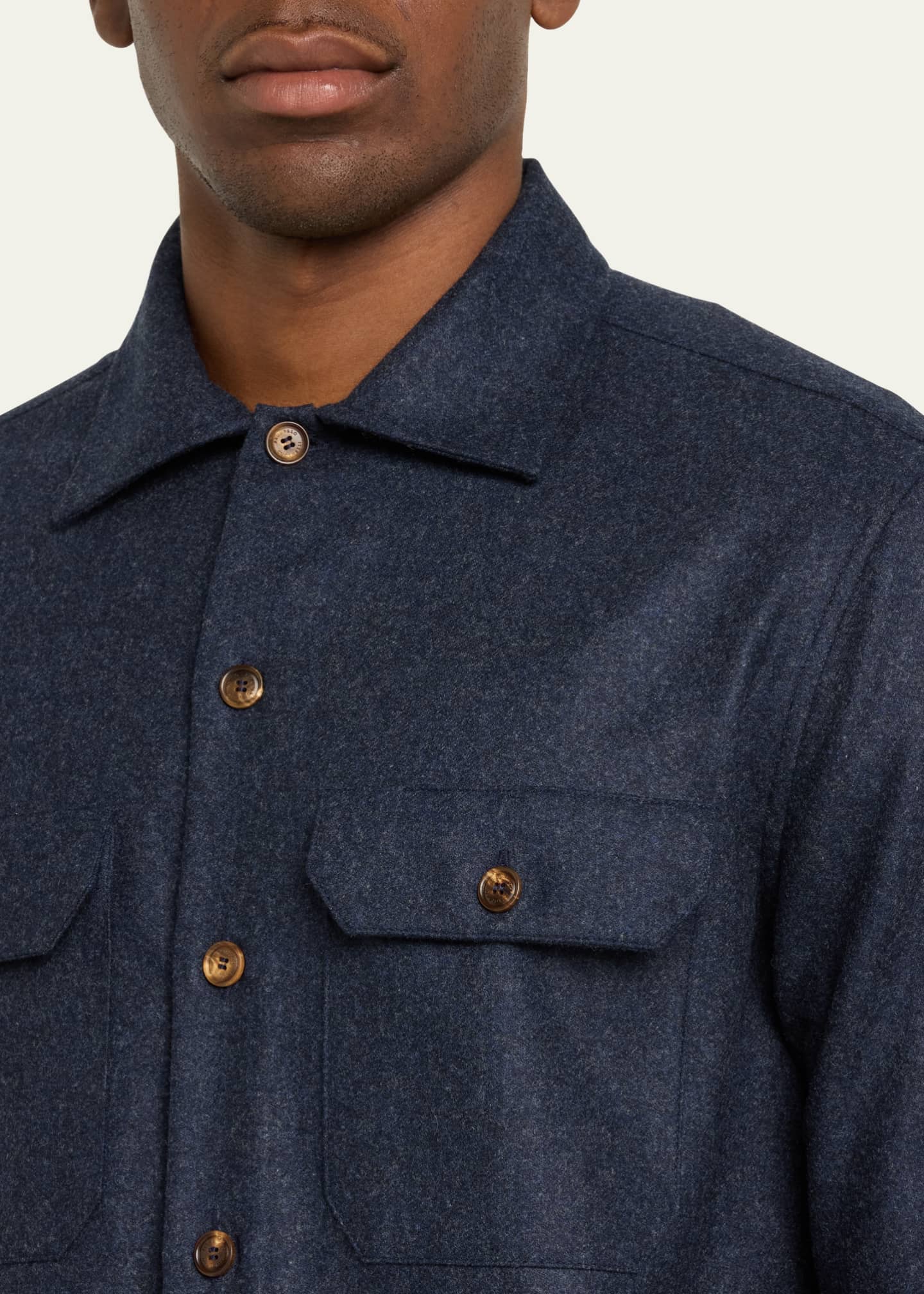 Brunello Cucinelli Men's Wool Flannel Overshirt - Bergdorf Goodman