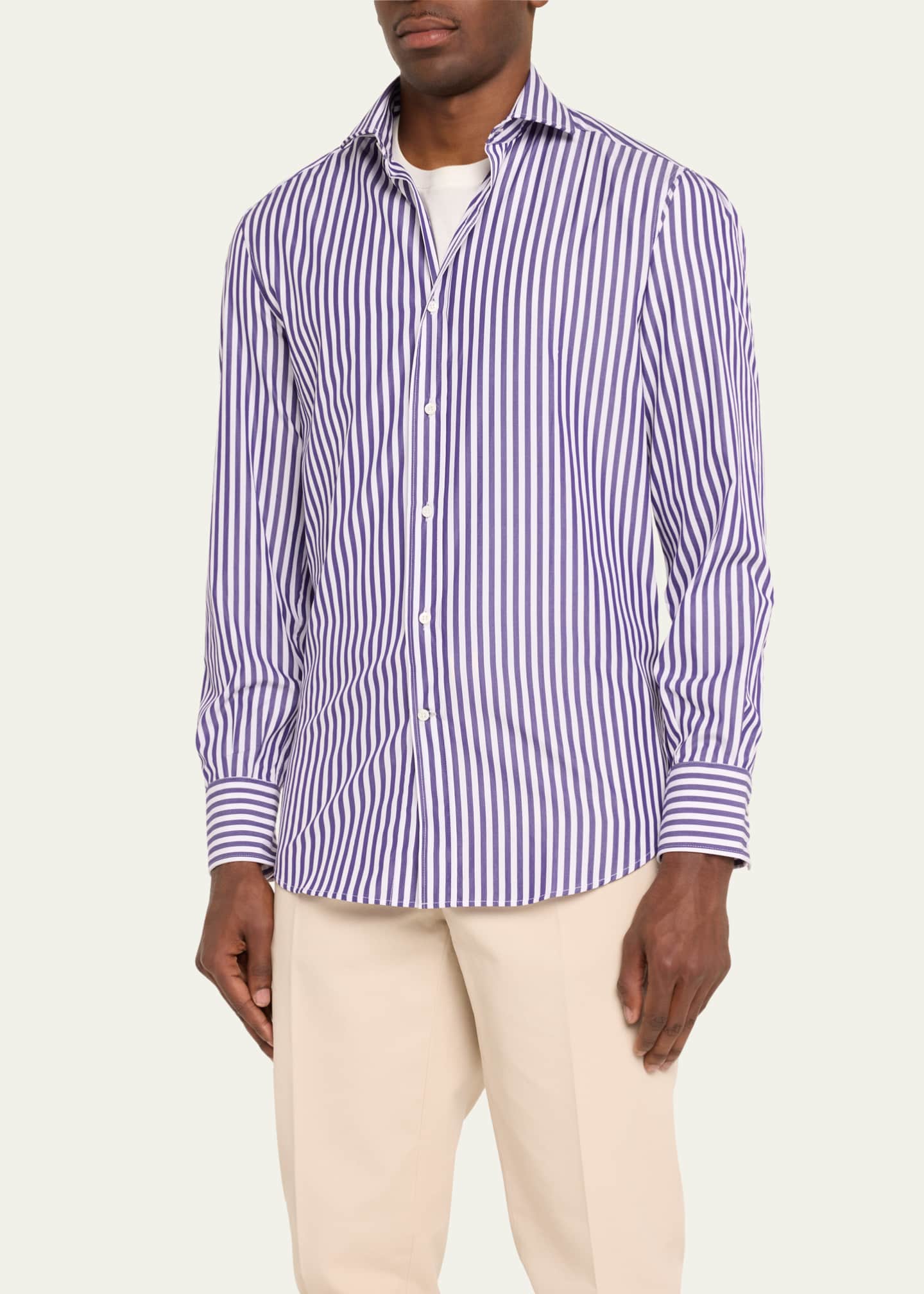 Brunello Cucinelli Men's Striped Button Down Shirt - Bergdorf Goodman