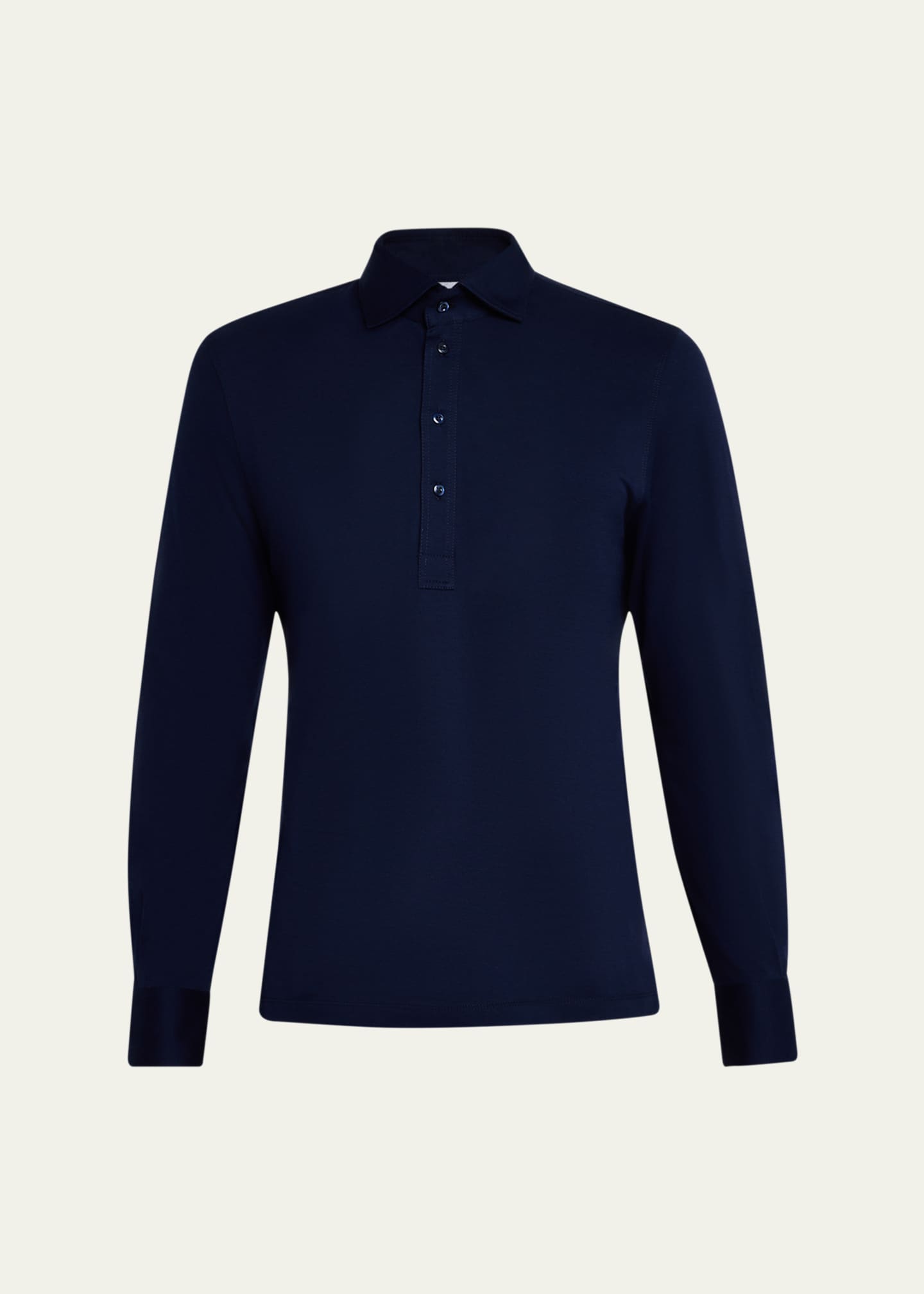 Brunello Cucinelli Men's Long-Sleeve Pique Polo Shirt - Bergdorf Goodman