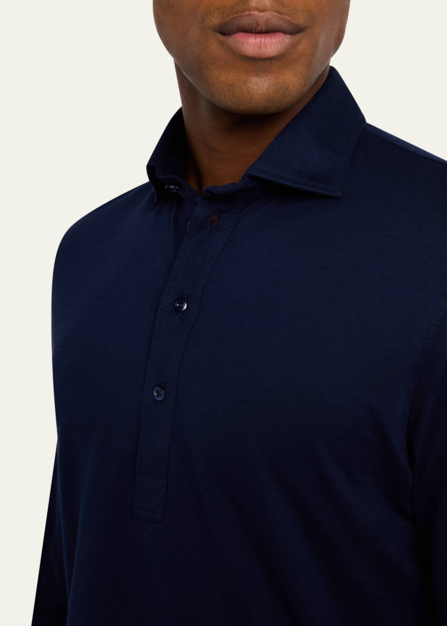 Brunello Cucinelli Men's Long-Sleeve Pique Polo Shirt - Bergdorf Goodman