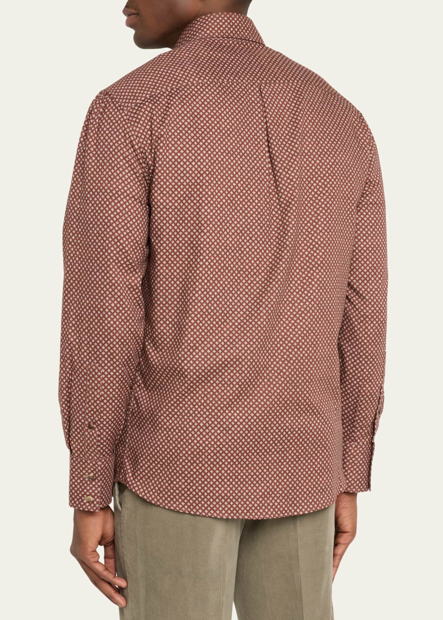 Brunello Cucinelli Men's Micro Diamond Basic Button Down Shirt - Bergdorf Goodman