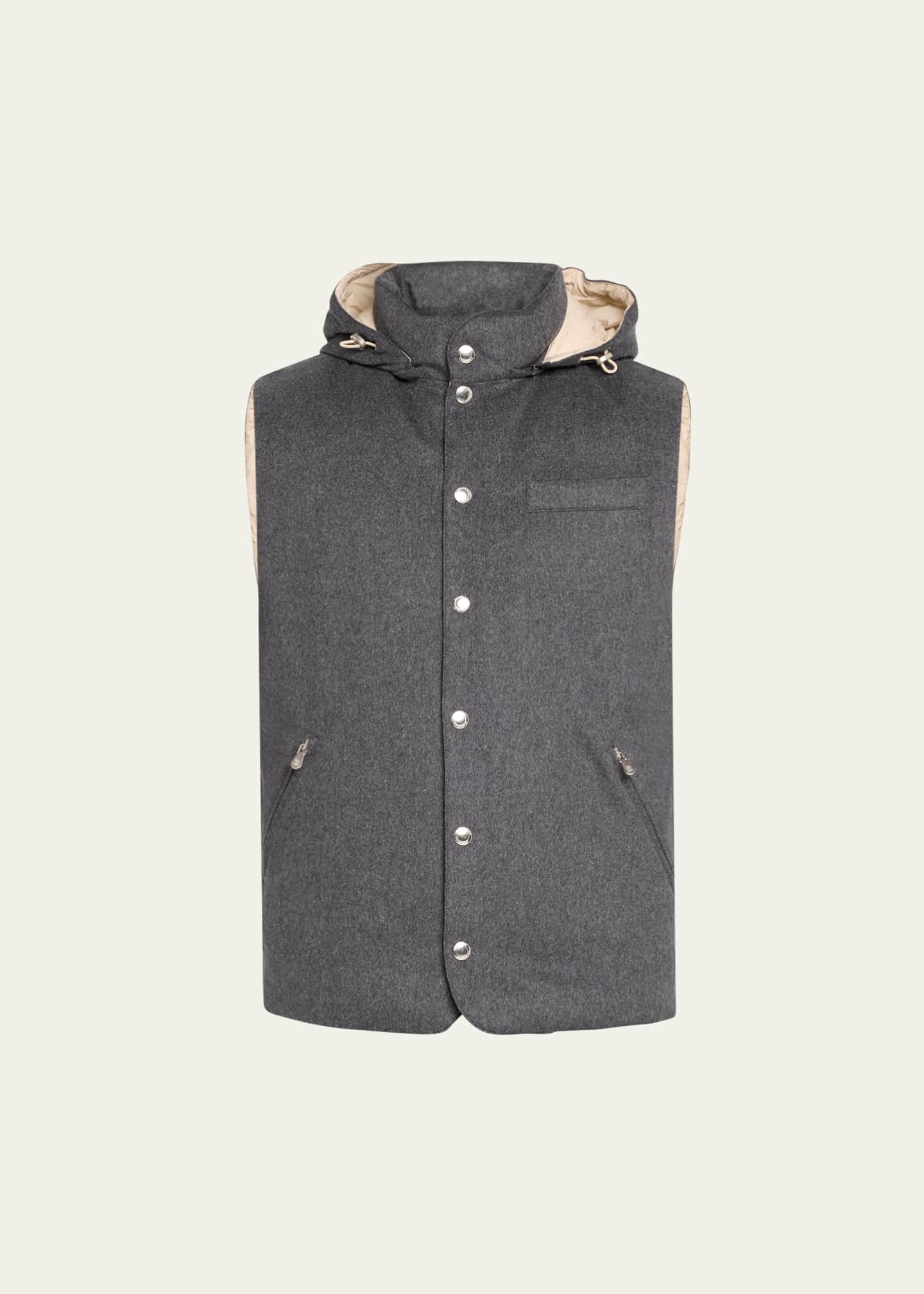 Brunello Cucinelli Men's Beavered Wool Padded Snap Vest - Bergdorf Goodman