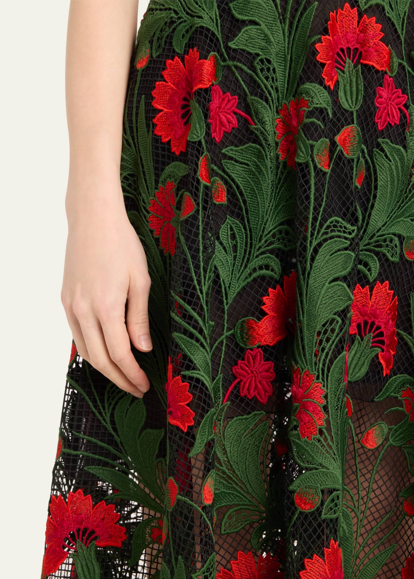 Oscar de la Renta Strapless Multi-Color Marbled Guipure Dress ...