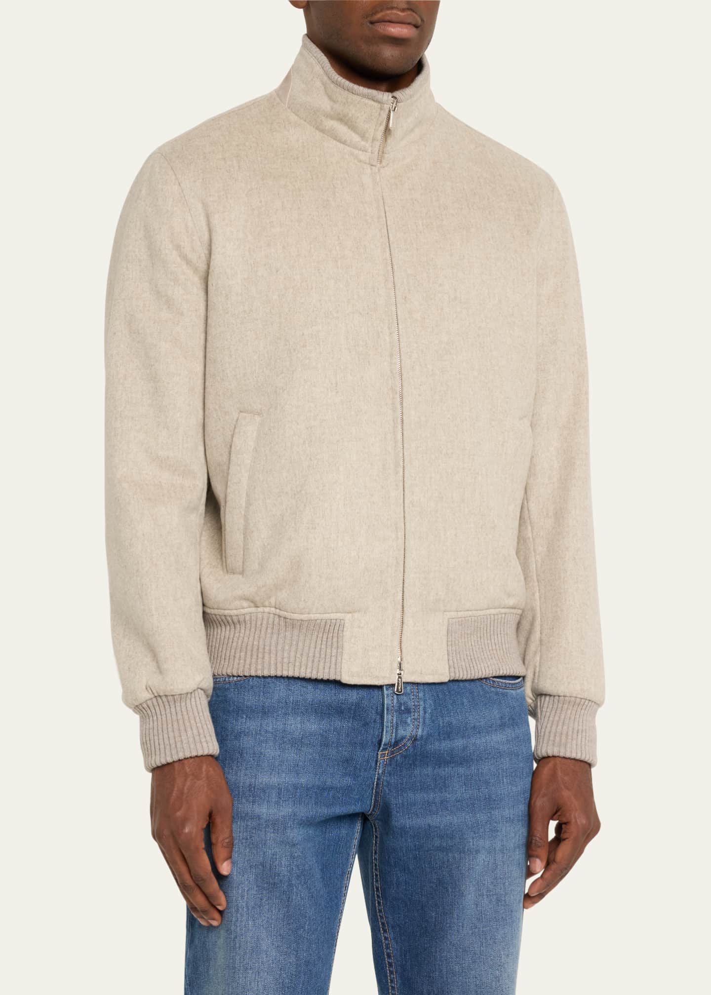 Mandelli Men's Cashmere Full-Zip Bomber Jacket - Bergdorf Goodman