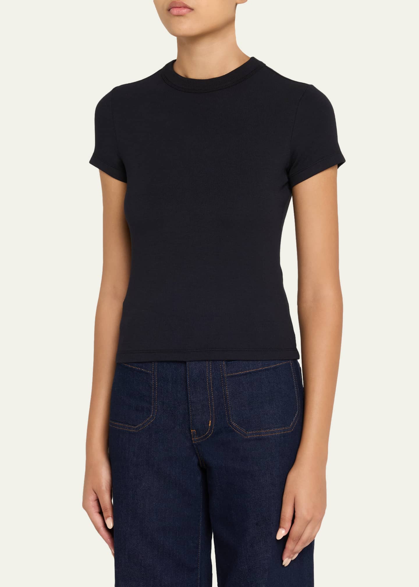 FRAME Ribbed Crewneck Baby Tee - Bergdorf Goodman