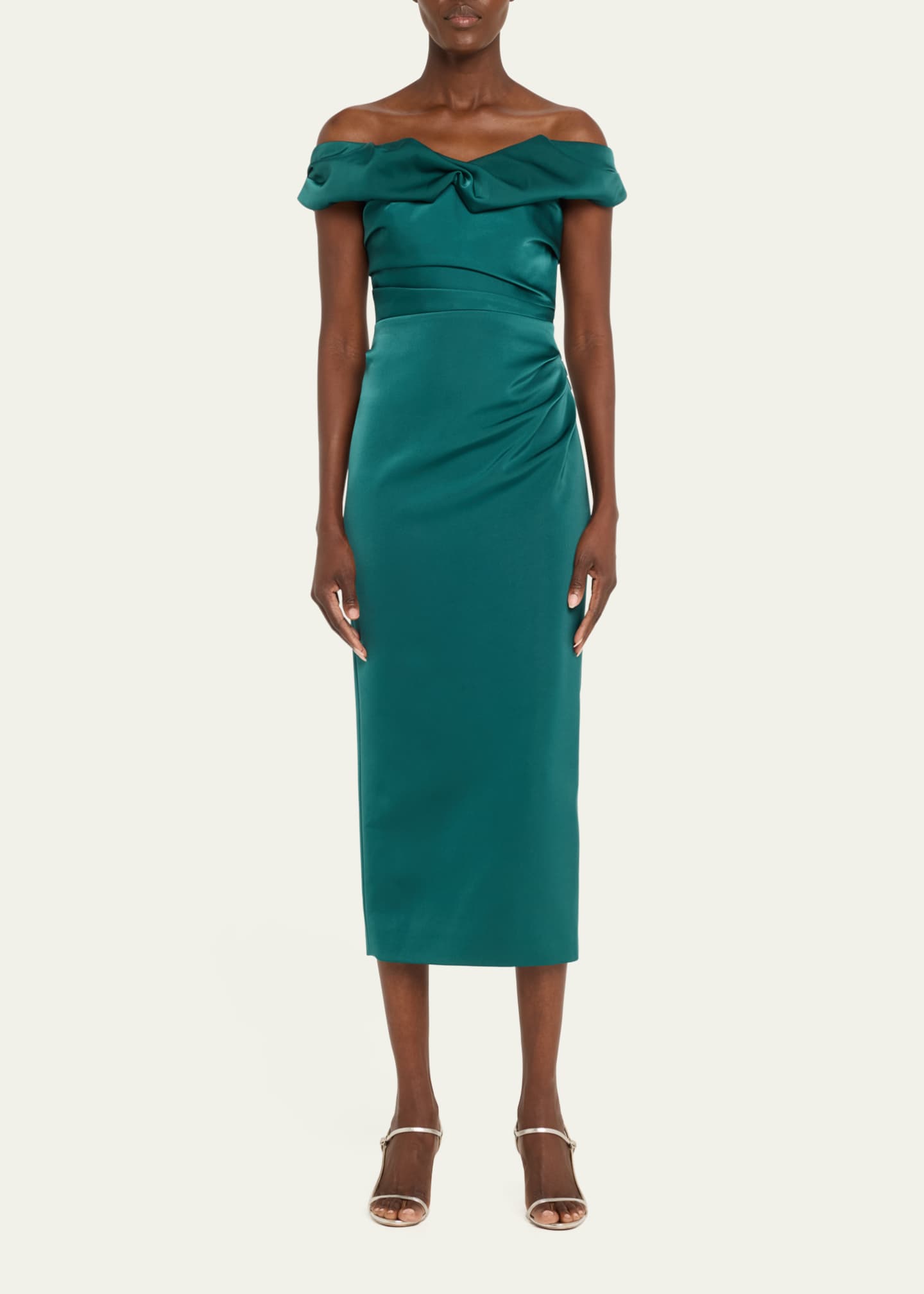 Rachel Gilbert Daria Twisted Draped Off-The-Shoulder Midi Dress ...