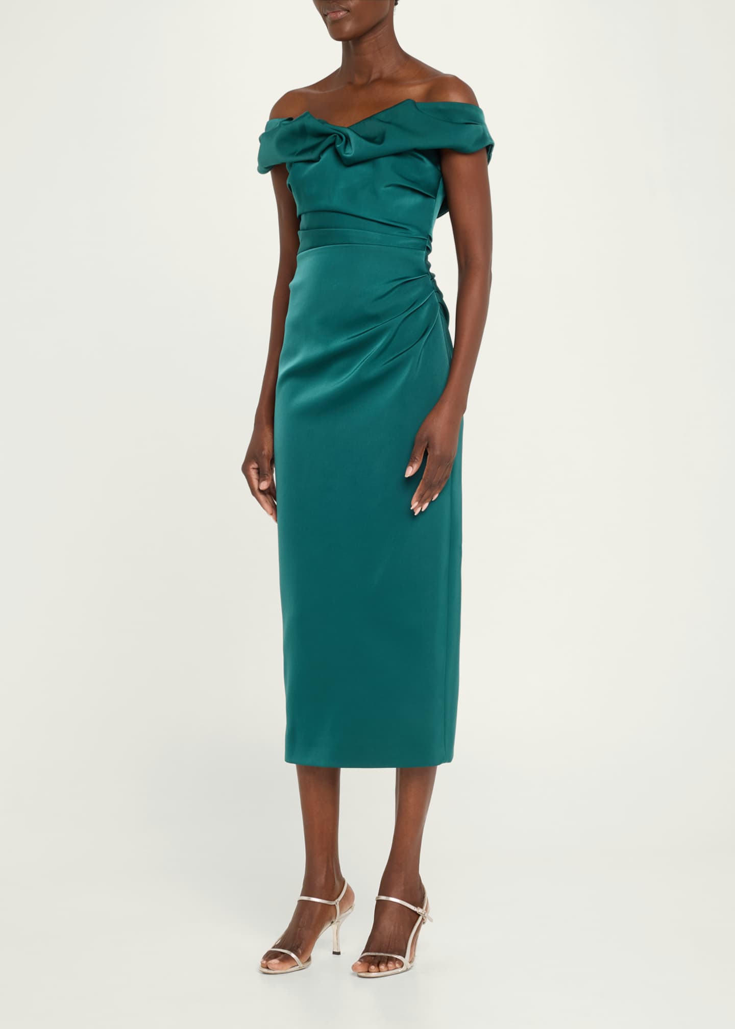 Rachel Gilbert Daria Twisted Draped Off-The-Shoulder Midi Dress ...