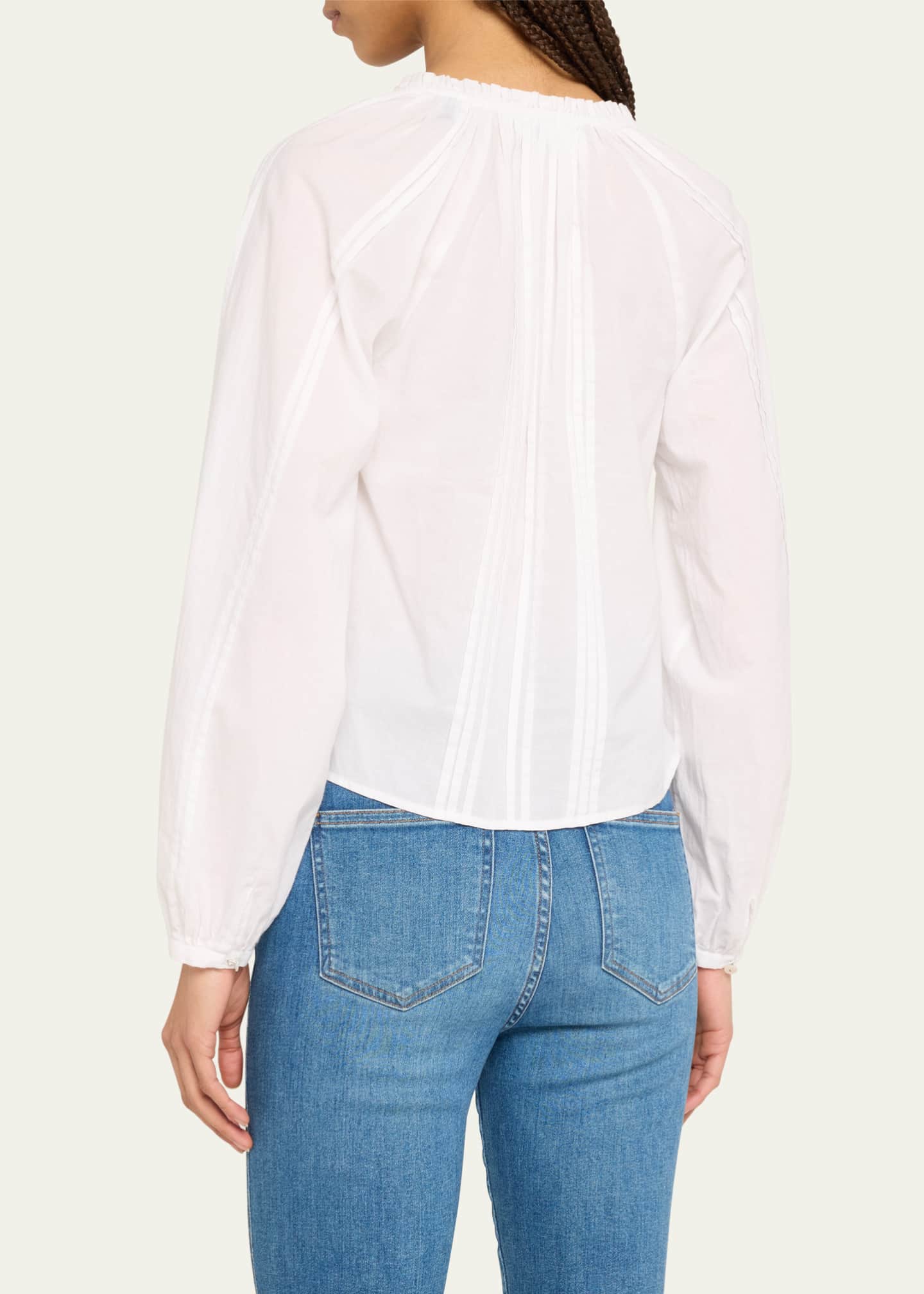 Veronica Beard Jaxon Pleated V-Neck Top - Bergdorf Goodman