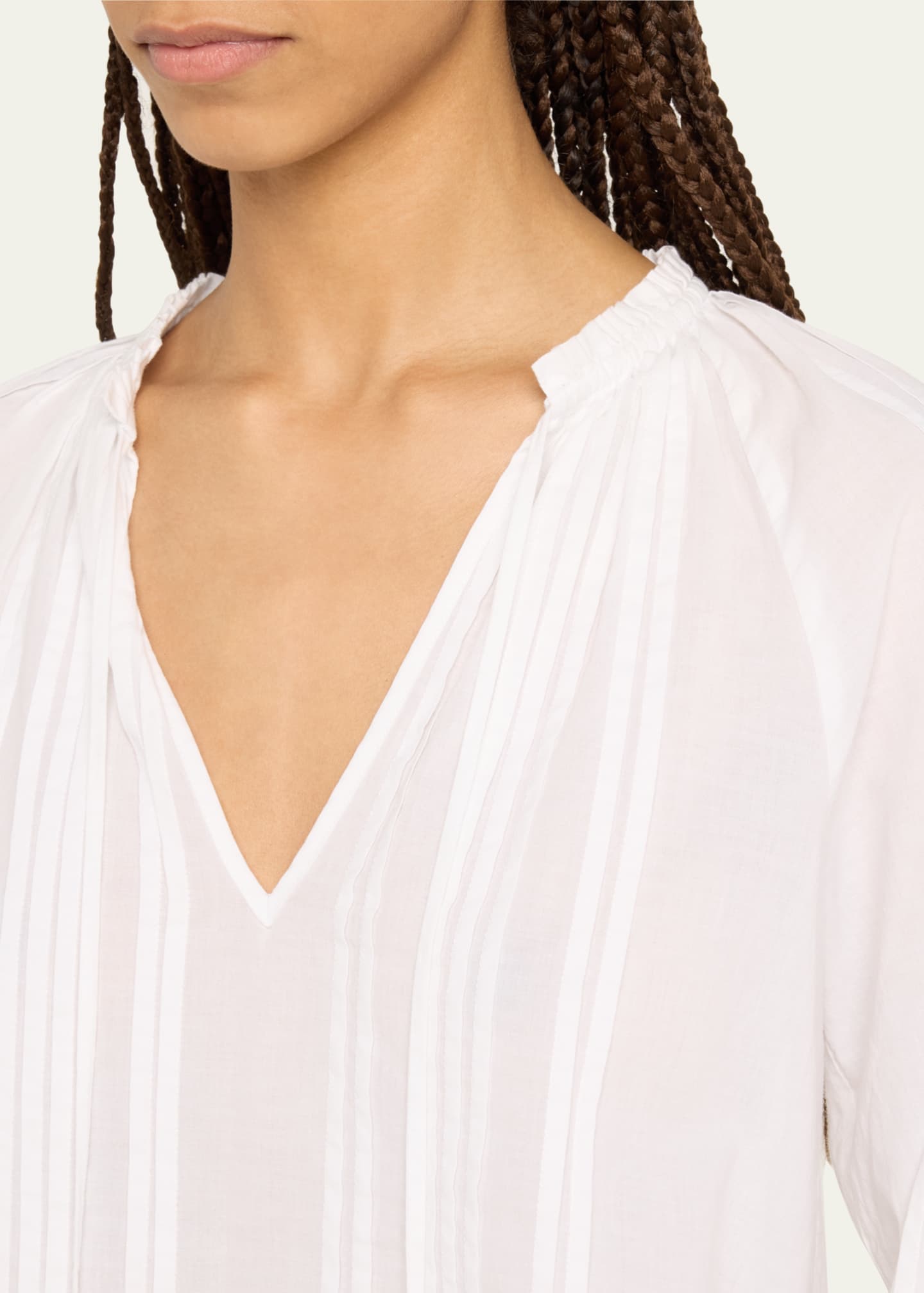 Veronica Beard Jaxon Pleated V-Neck Top - Bergdorf Goodman