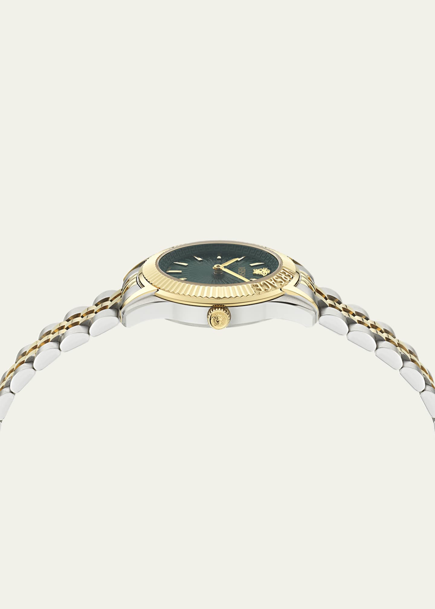 Versace 30mm Greca Time Watch with Bracelet Strap, Two Tone/Green ...