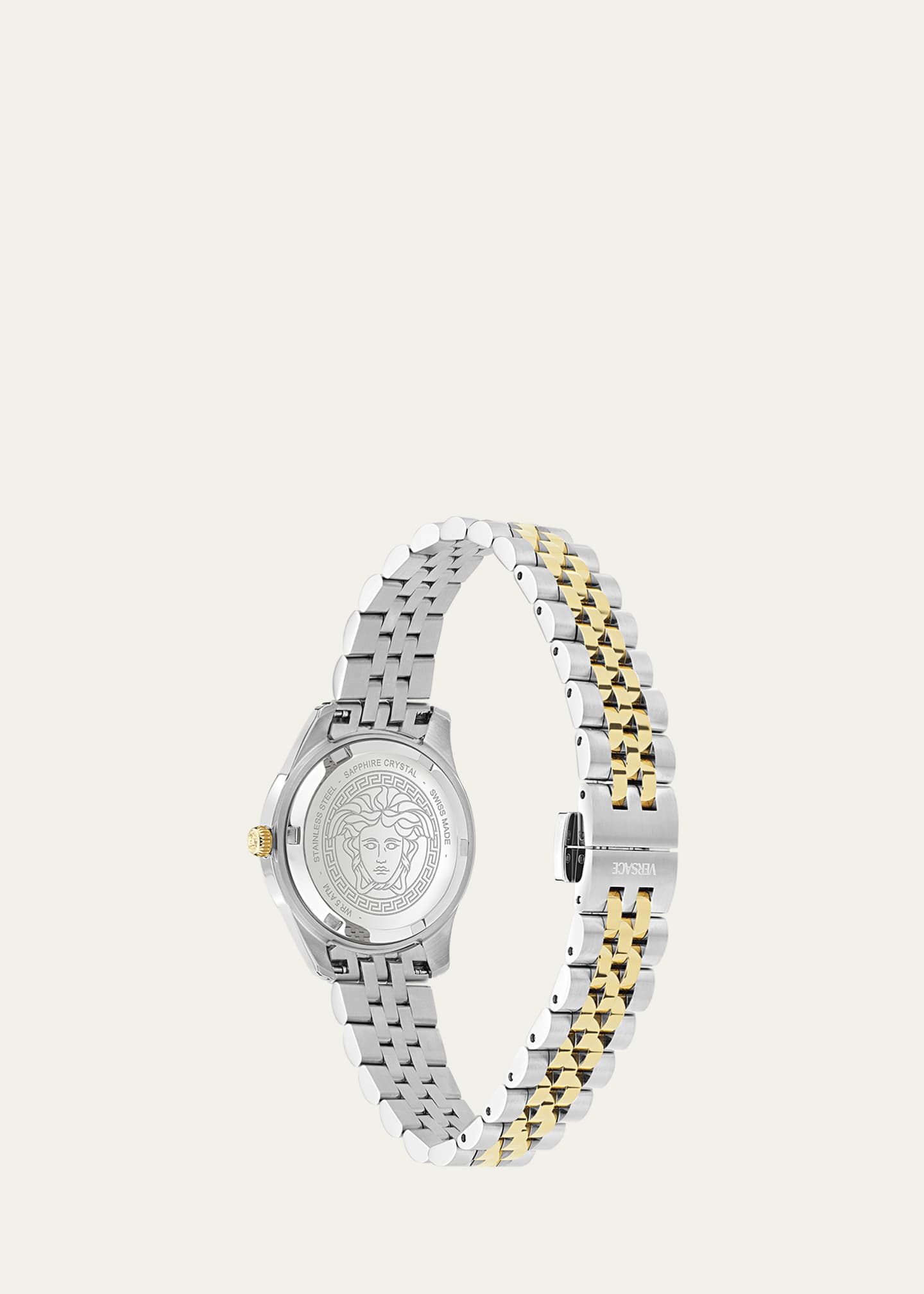 Versace 30mm Greca Time Watch with Bracelet Strap, Two Tone/Green ...