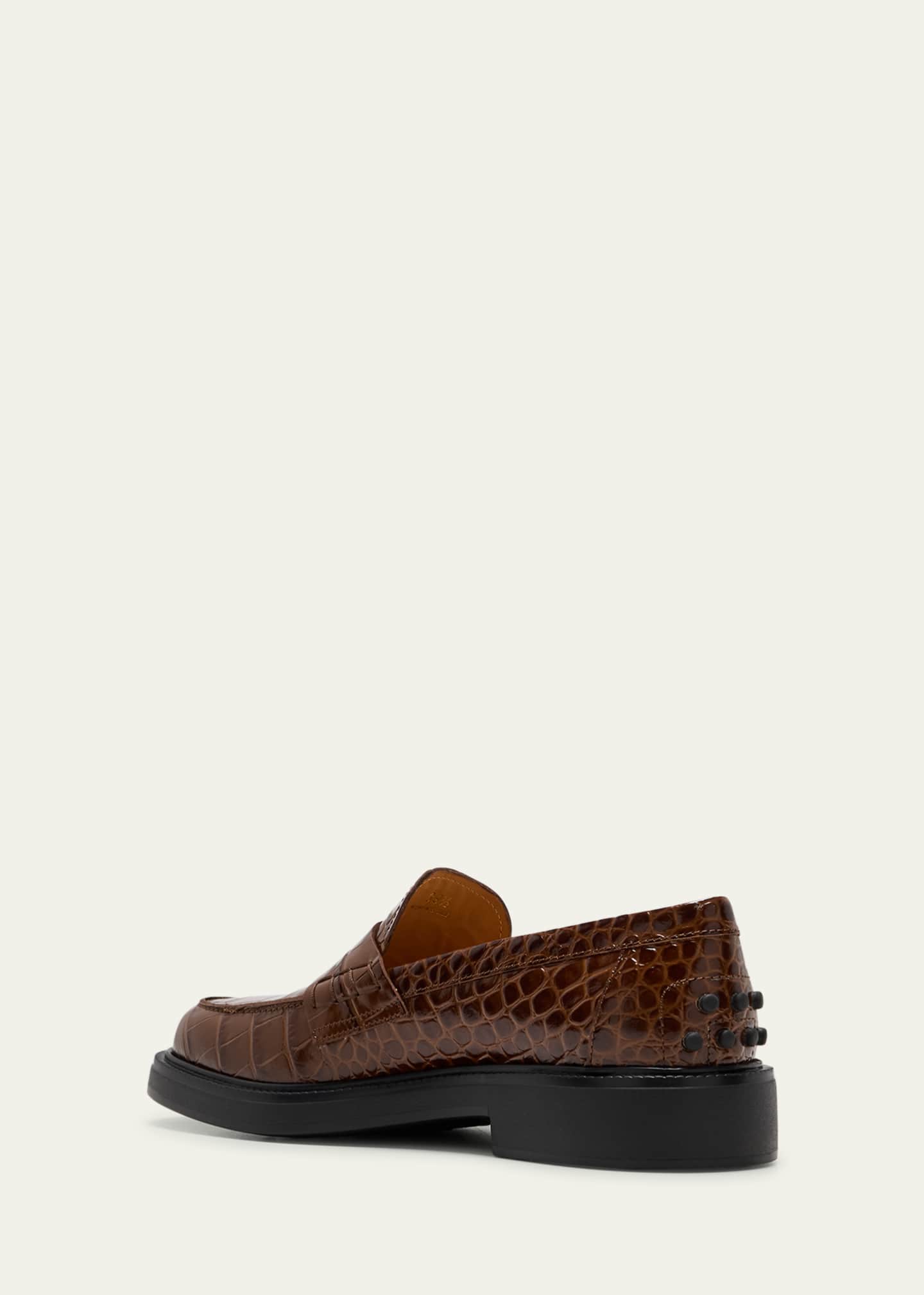Tod's Gomma Croco Classic Penny Loafers - Bergdorf Goodman