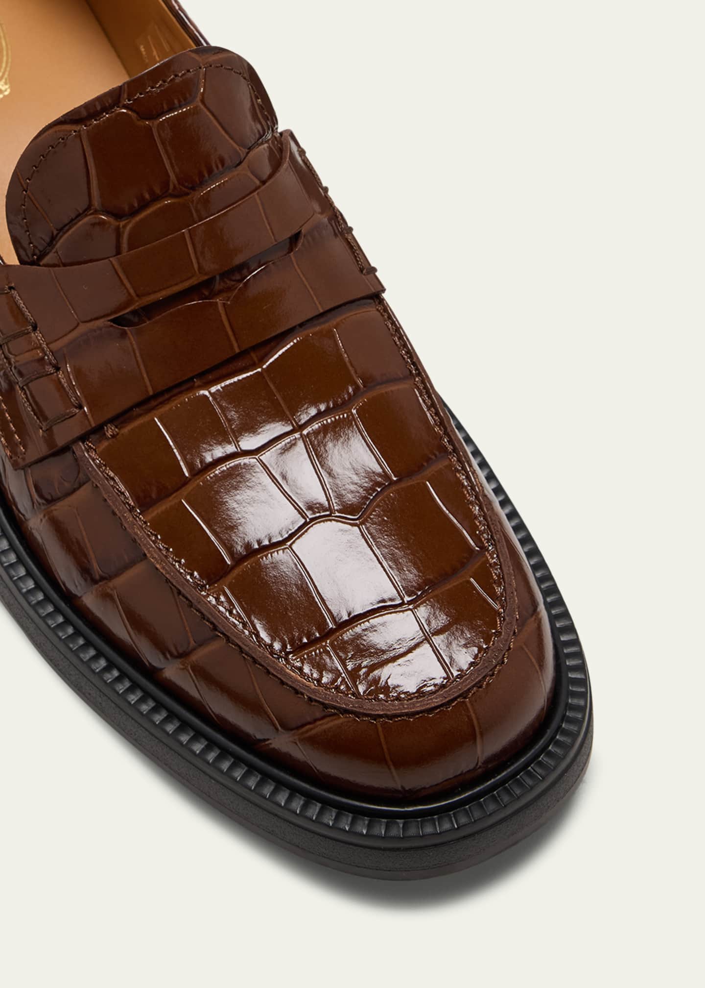 Tod's Gomma Croco Classic Penny Loafers - Bergdorf Goodman