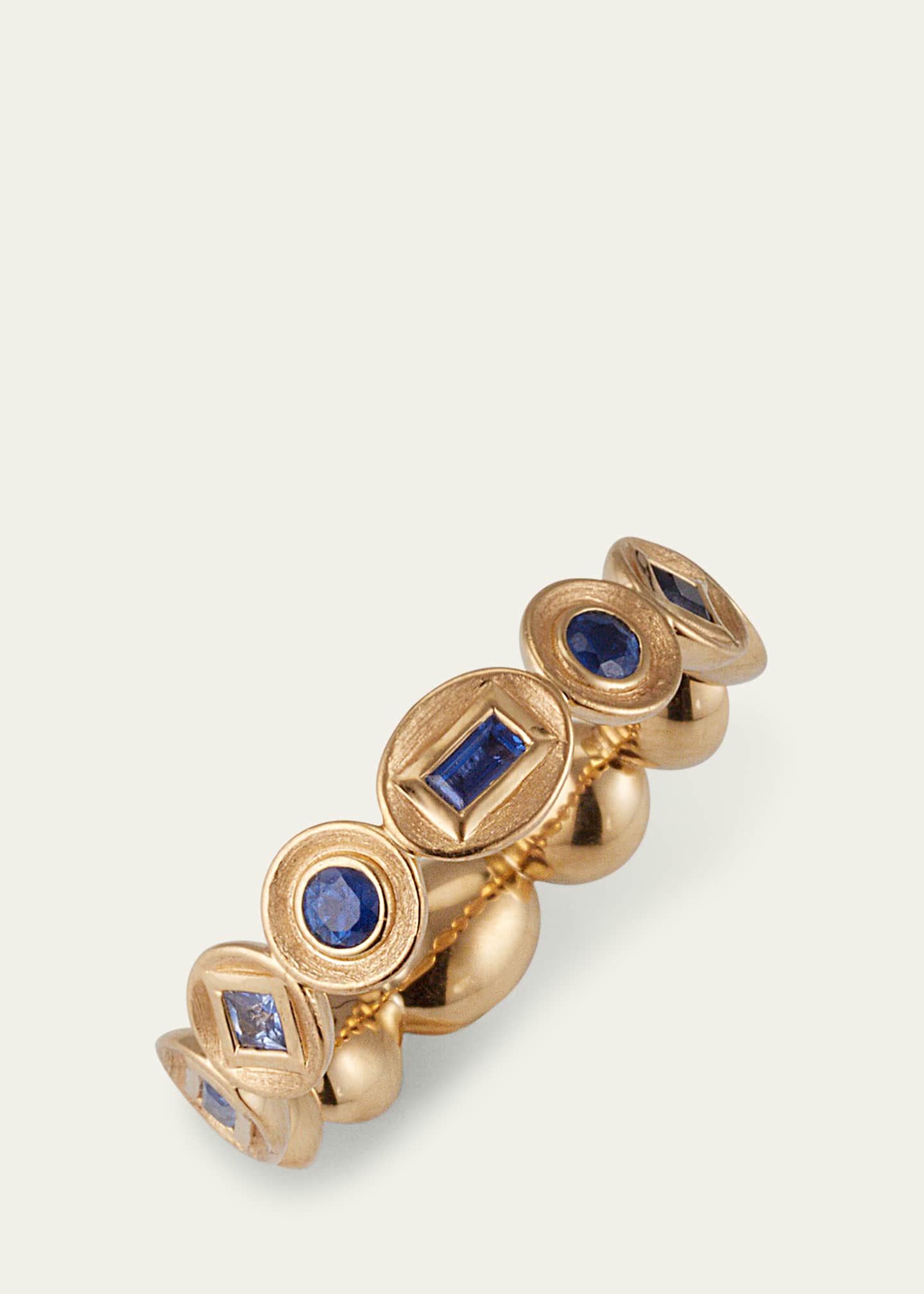 Jennifer DeMoro 18K Gold Bezel Blue Sapphire Eternity Ring, Size 7 ...