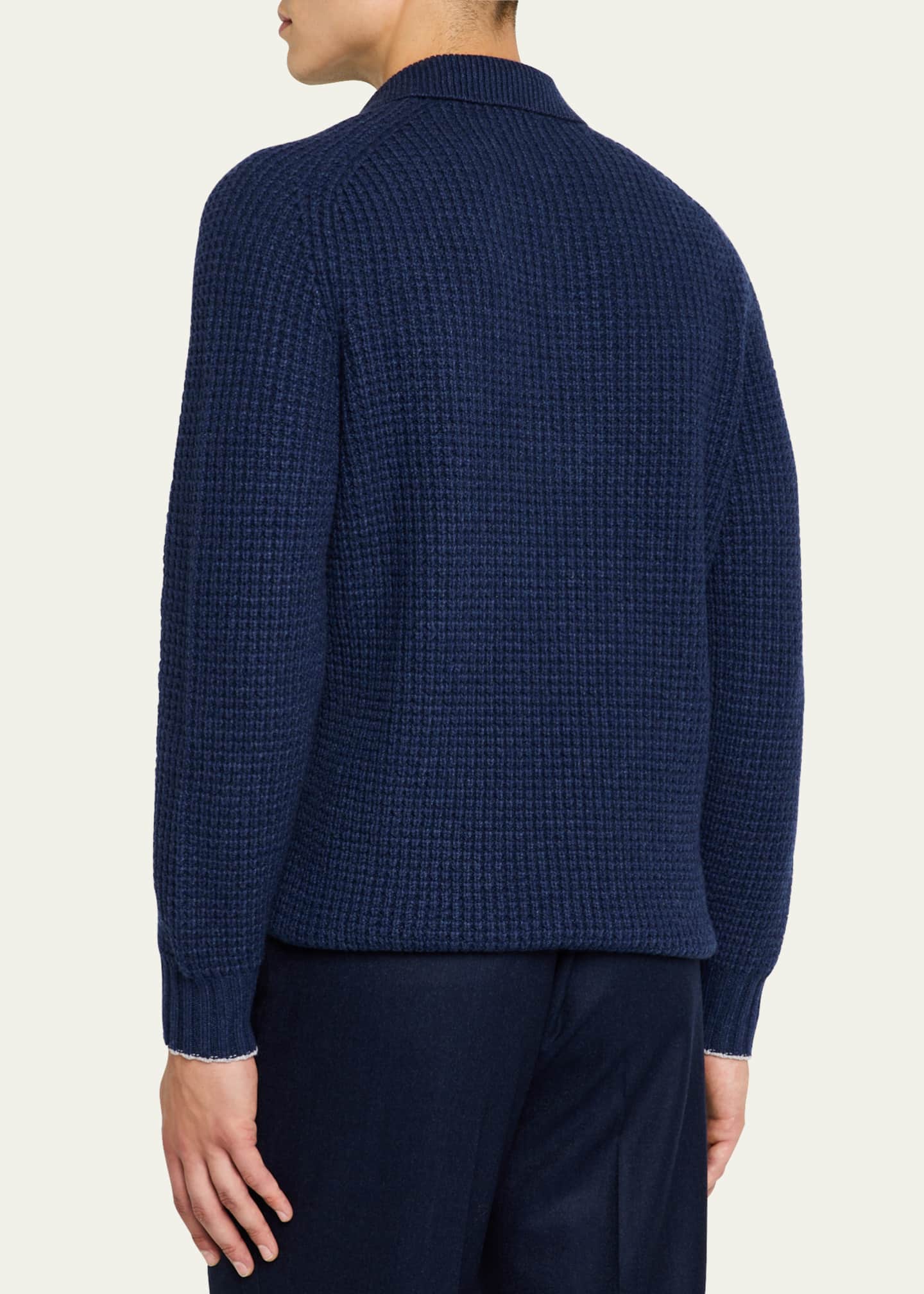 Brunello Cucinelli Men's Cashmere Waffle Stitch Polo Sweater - Bergdorf ...