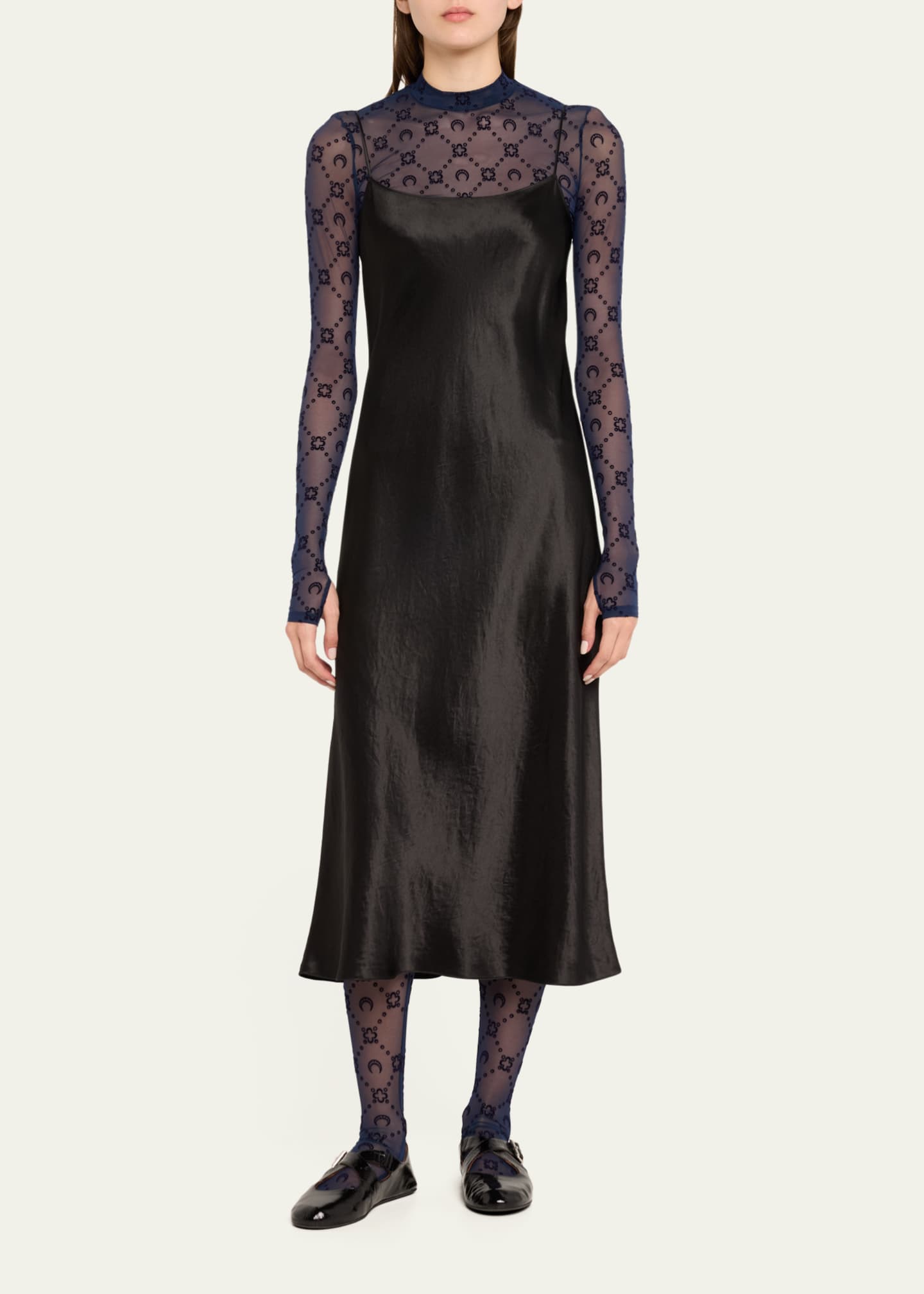 Marine Serre Moonogram Mesh Flock Tights - Bergdorf Goodman