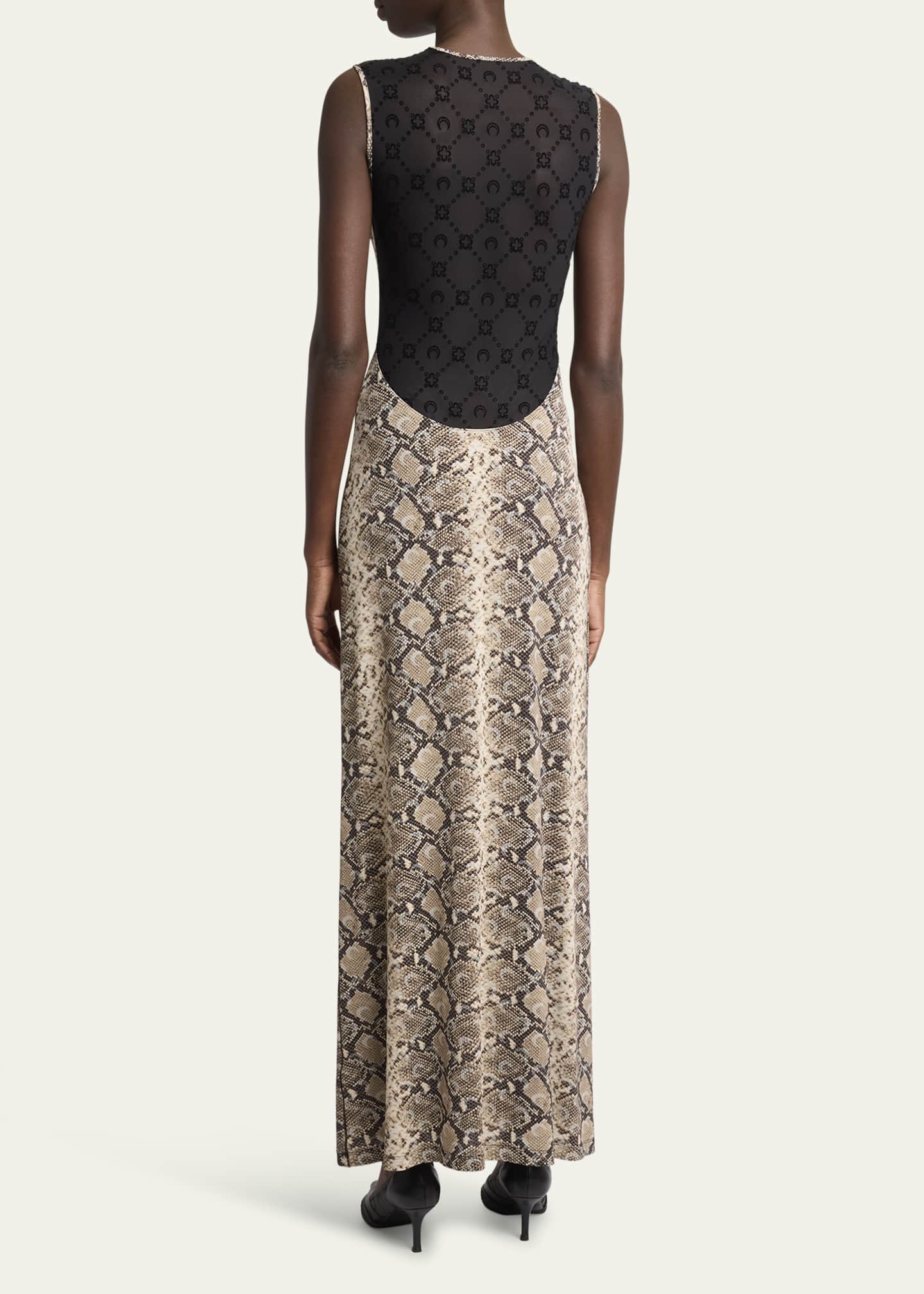 Marine Serre Python-Print Mesh-Panel Jersey Tank Dress - Bergdorf Goodman