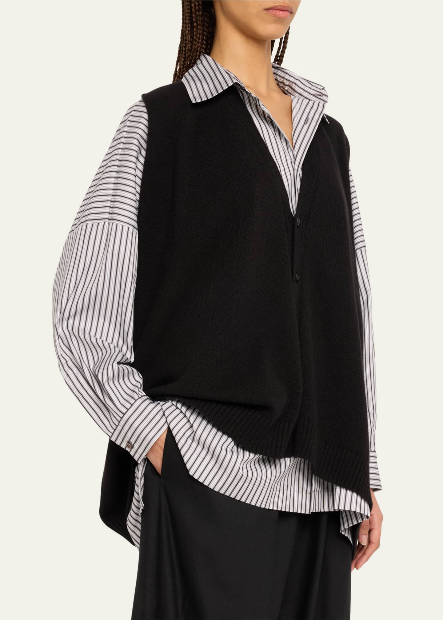 Eskandar Aline Sleeveless V-Neck Cardigan (Mid Plus Length) - Bergdorf ...