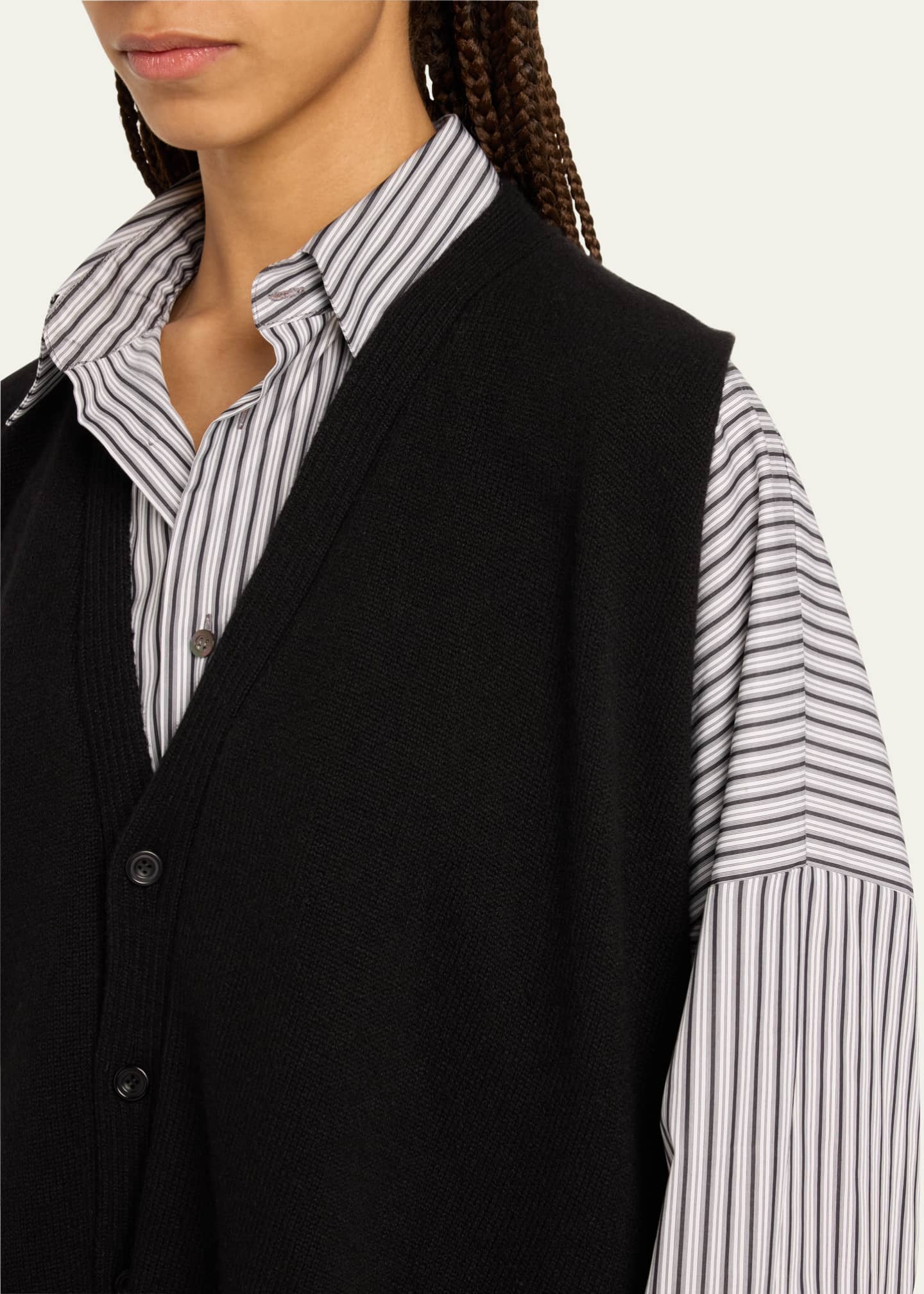 Eskandar Aline Sleeveless V-Neck Cardigan (Mid Plus Length) - Bergdorf ...