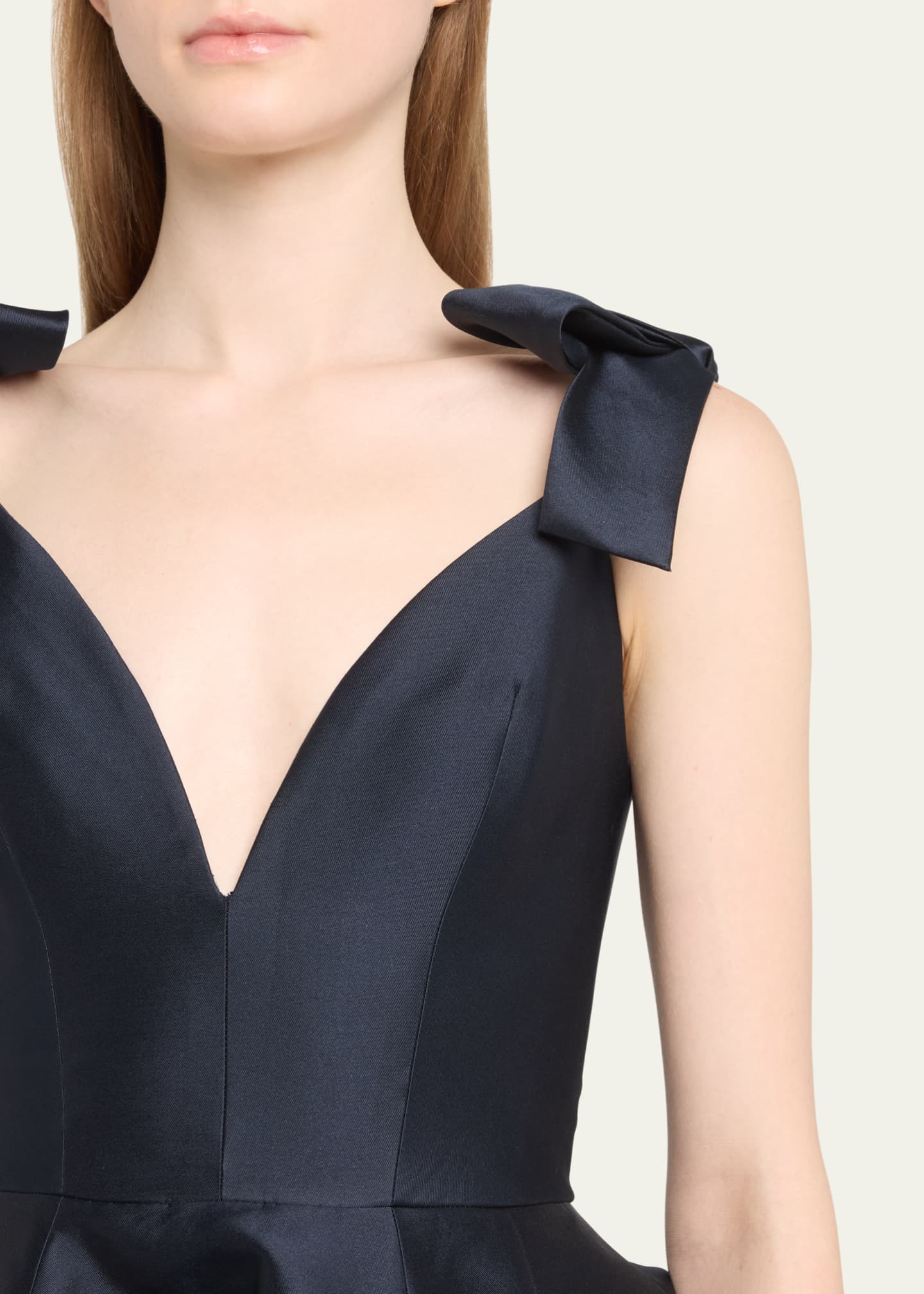 Monique Lhuillier Deep-V Bow Shoulder Ball Gown - Bergdorf Goodman