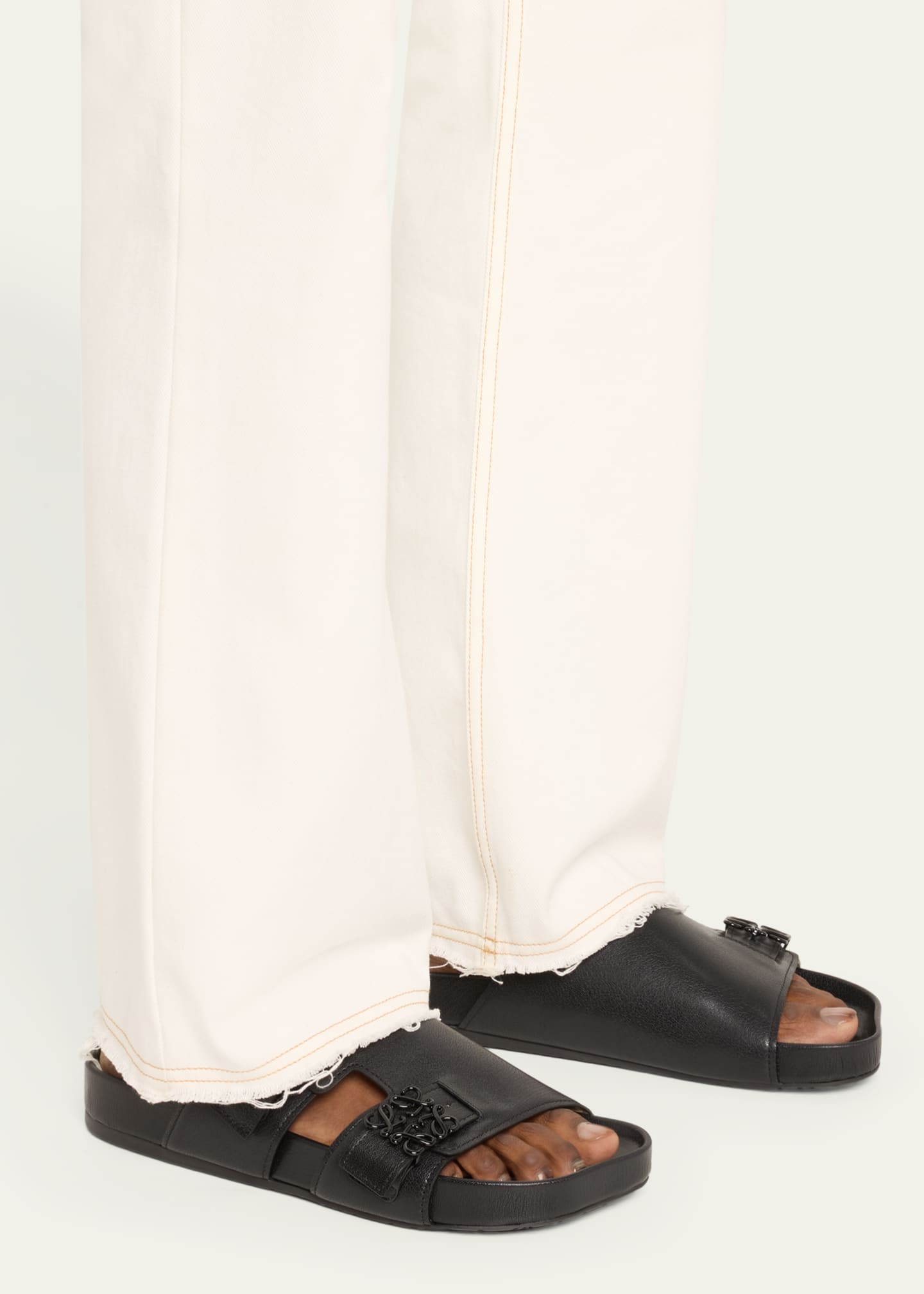 Loewe Men's Ease Goatskin Slide Sandals - Bergdorf Goodman