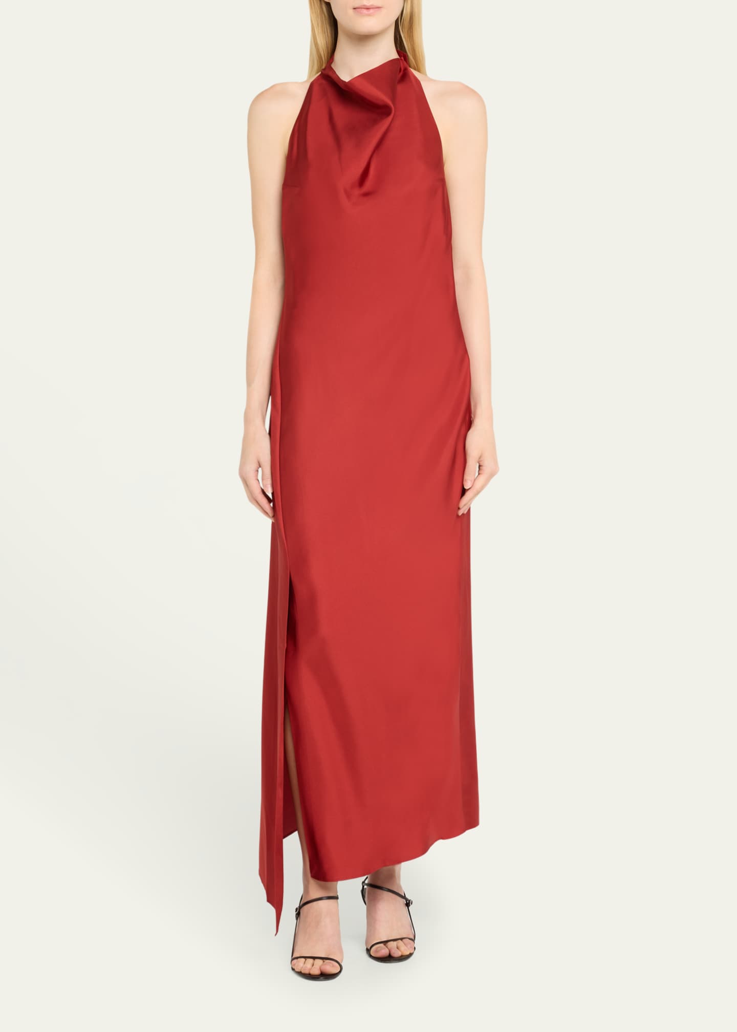 Rohe Draped Silk Open-Back Halter Dress - Bergdorf Goodman