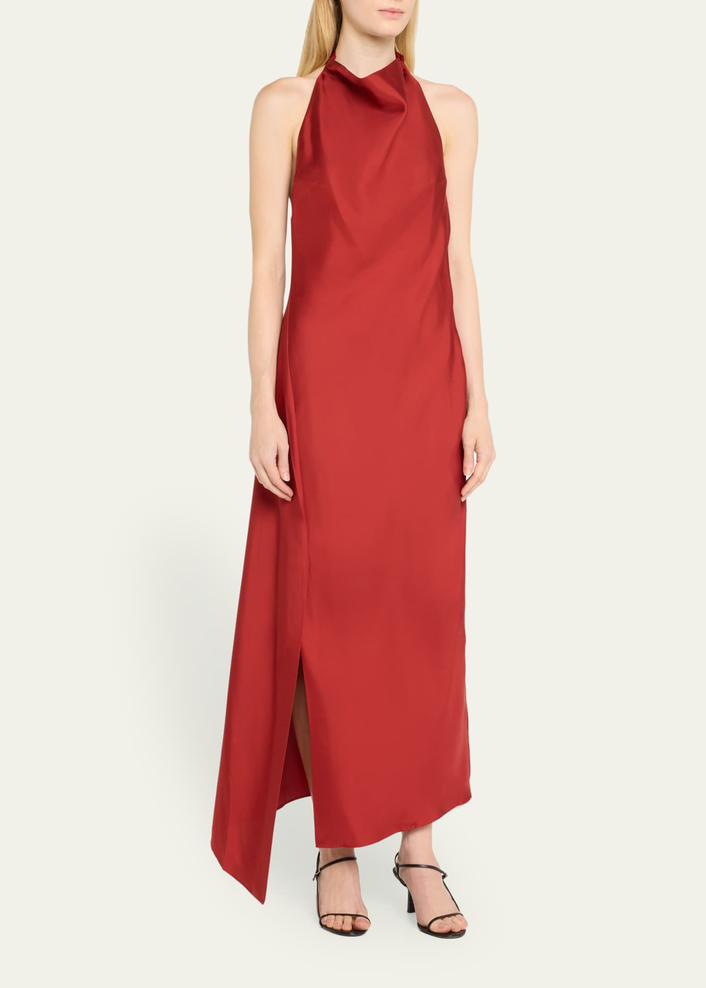Rohe Draped Silk Open-Back Halter Dress - Bergdorf Goodman